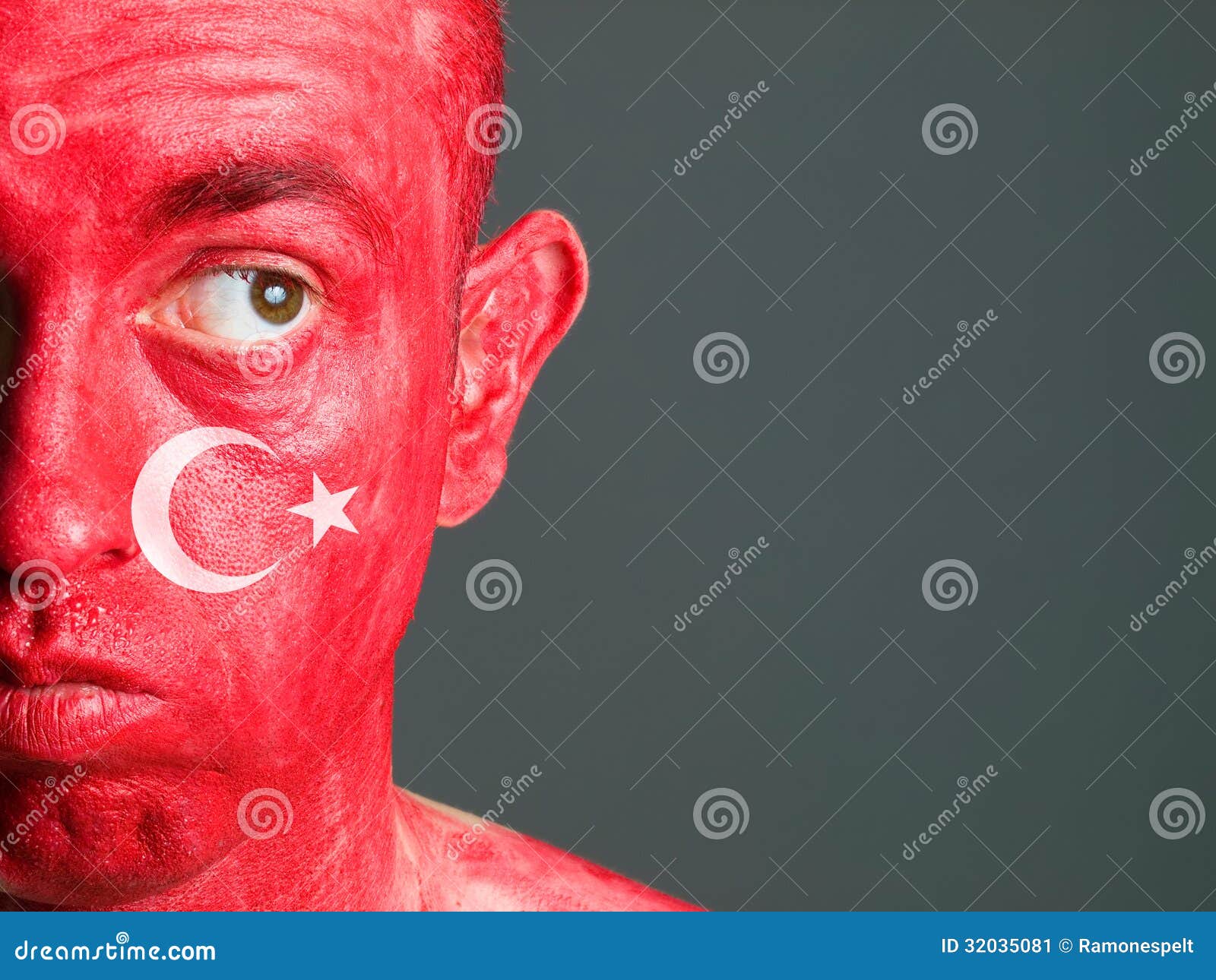 Face Man Turkish Flag and Distrustful Expression Stock Image - Image of ...