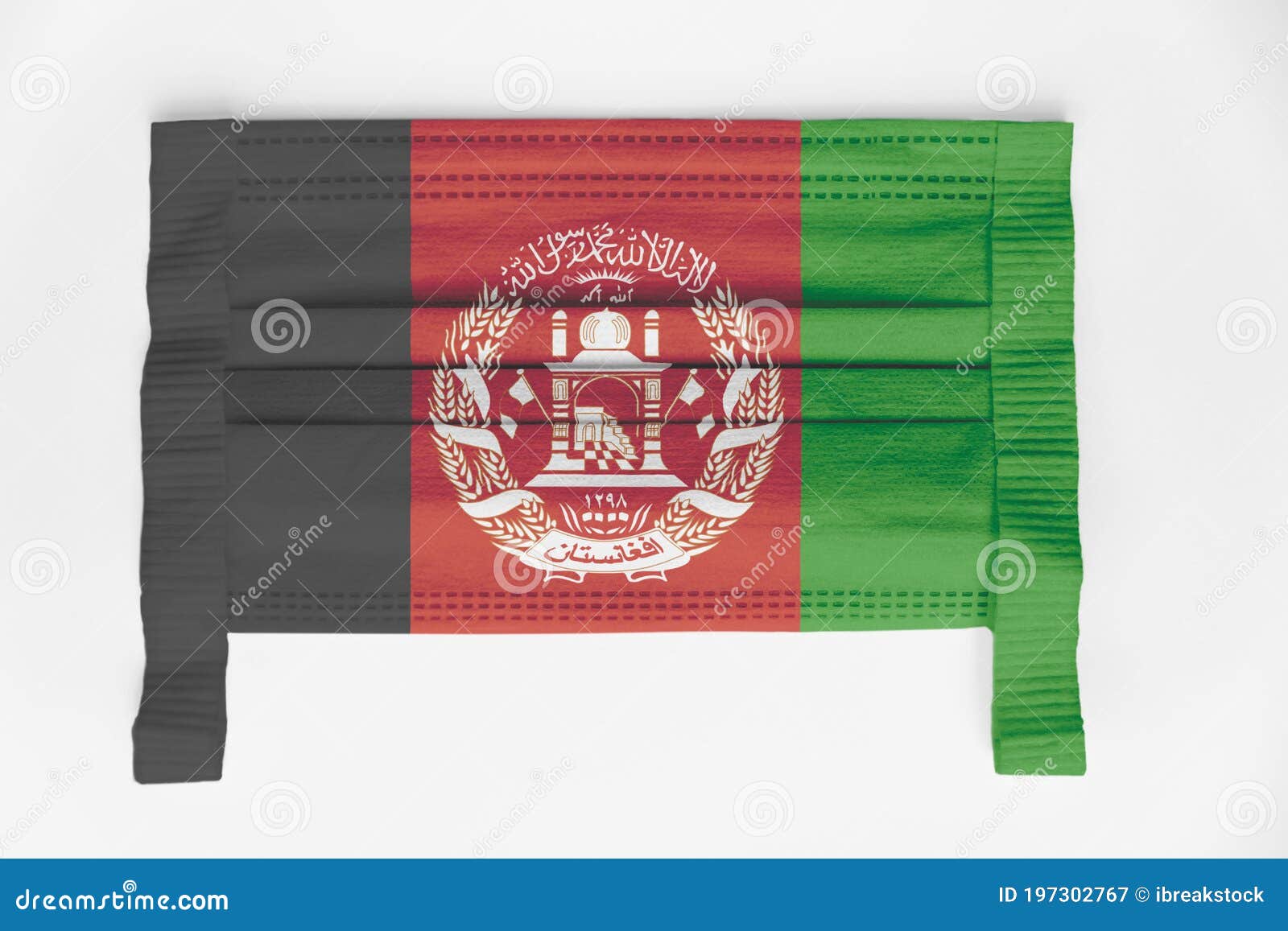 Face Mask with Afghanistan Flag Printed, on White Background Stock ...