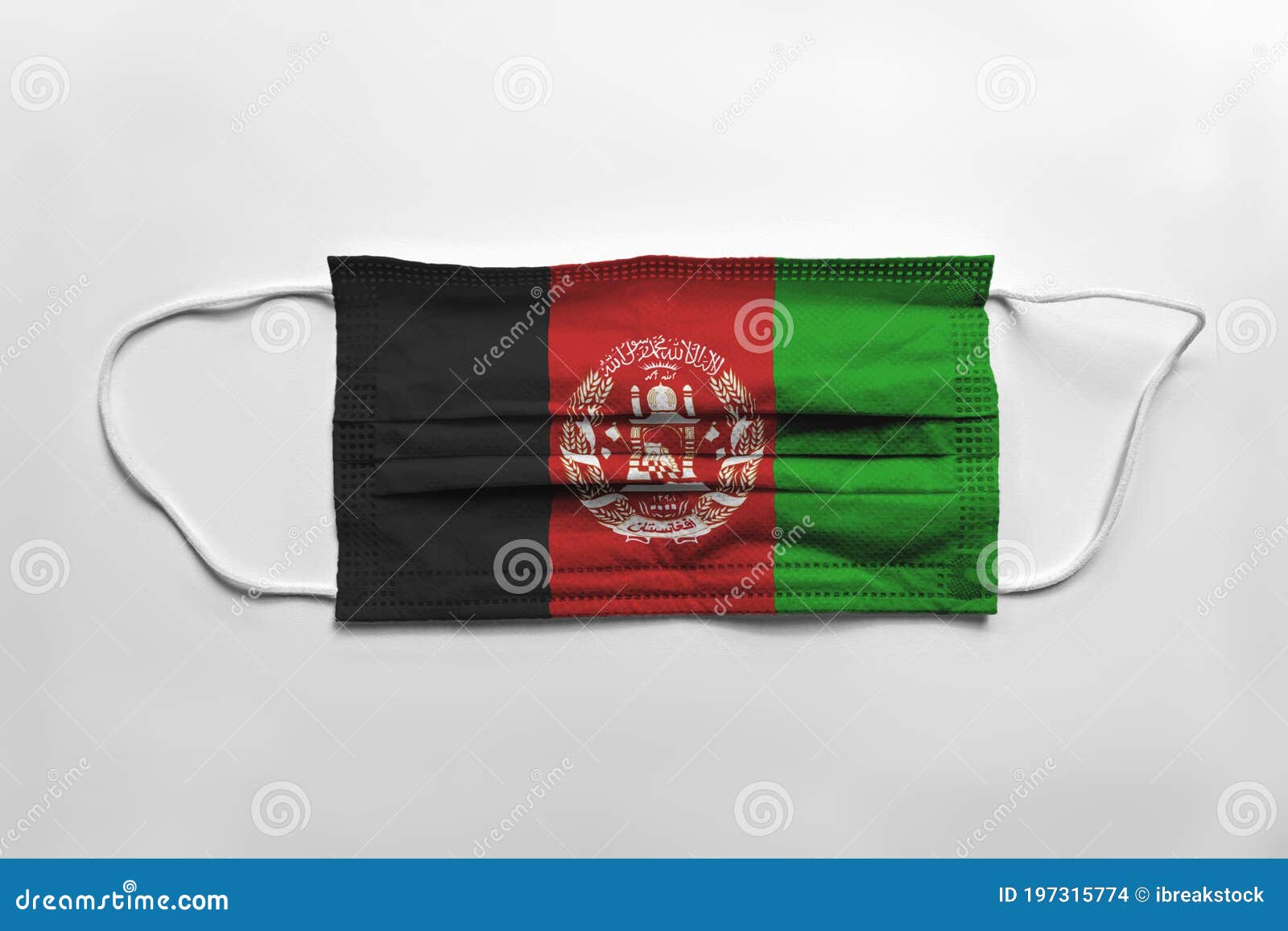 Face Mask with Afghanistan Flag Printed, on White Background, Isolated ...