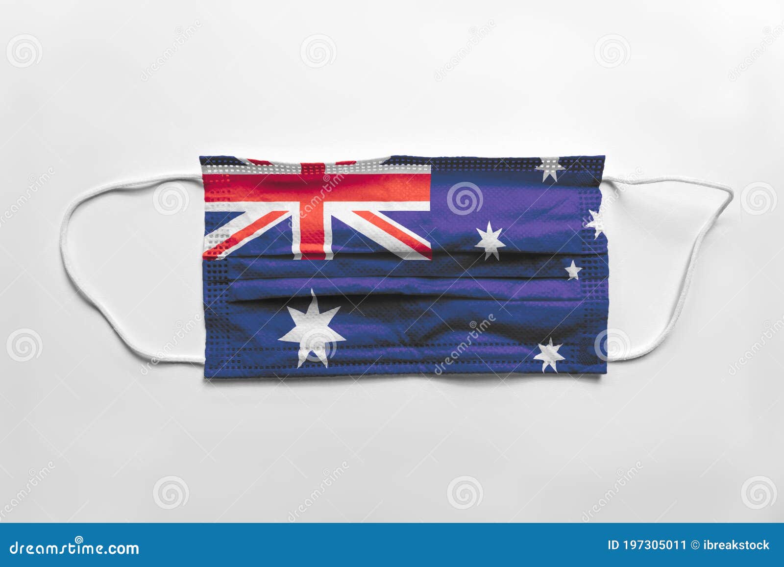 Face Mask with Australia Flag Printed, on White Background, Isolated ...