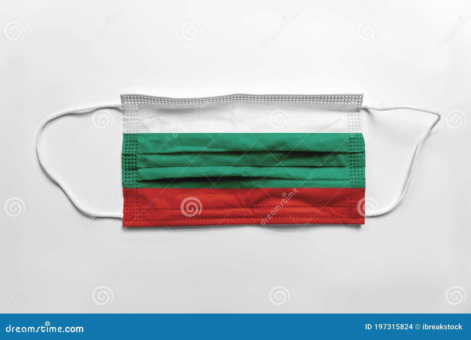 Face Mask with Bulgaria Flag Printed, on White Background, Isolated ...