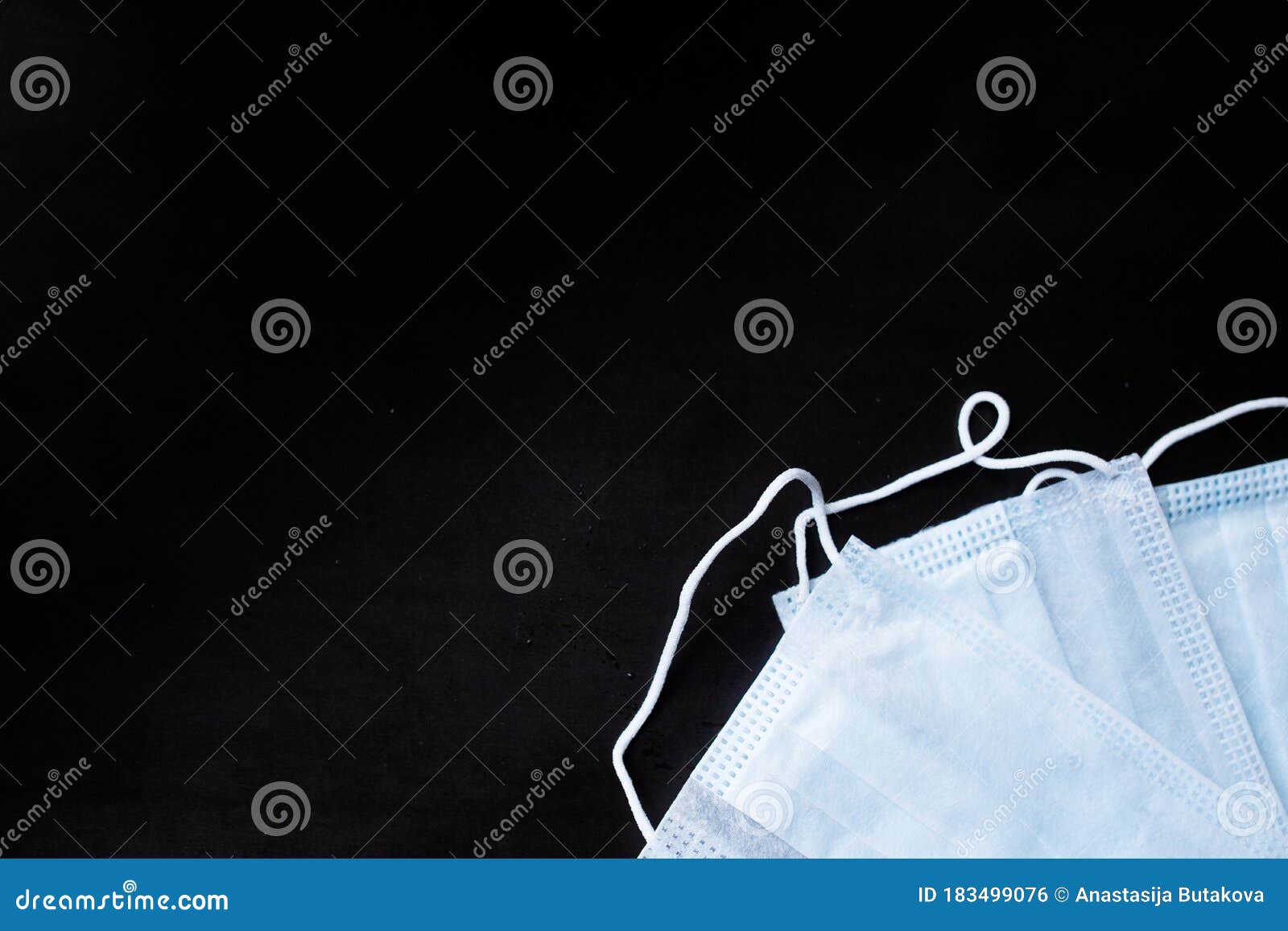 Face Mask for Coronavirus Preventive Measure, Top View, Black ...