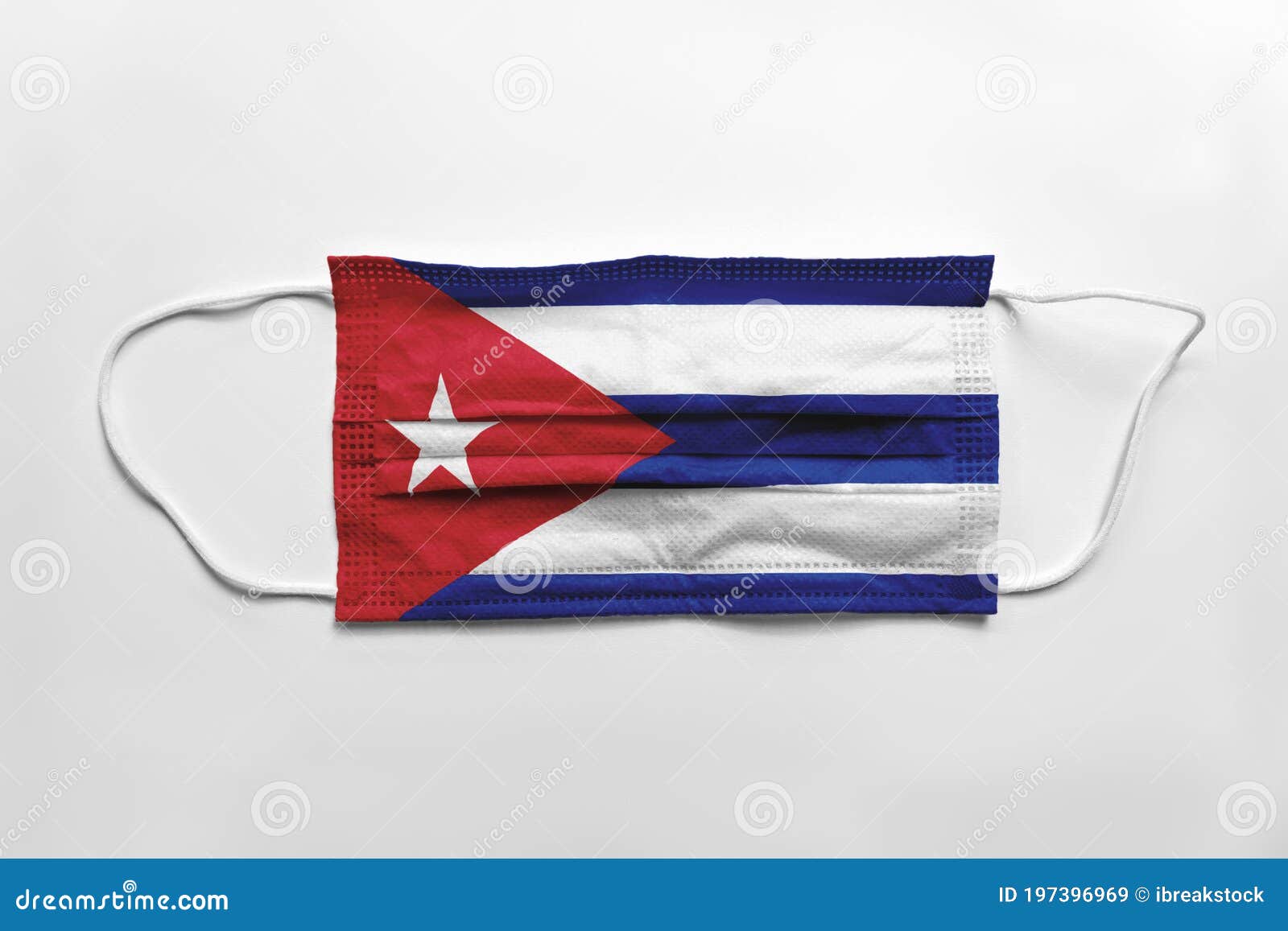 Face Mask with Cuba Flag Printed, on White Background, Isolated Stock ...