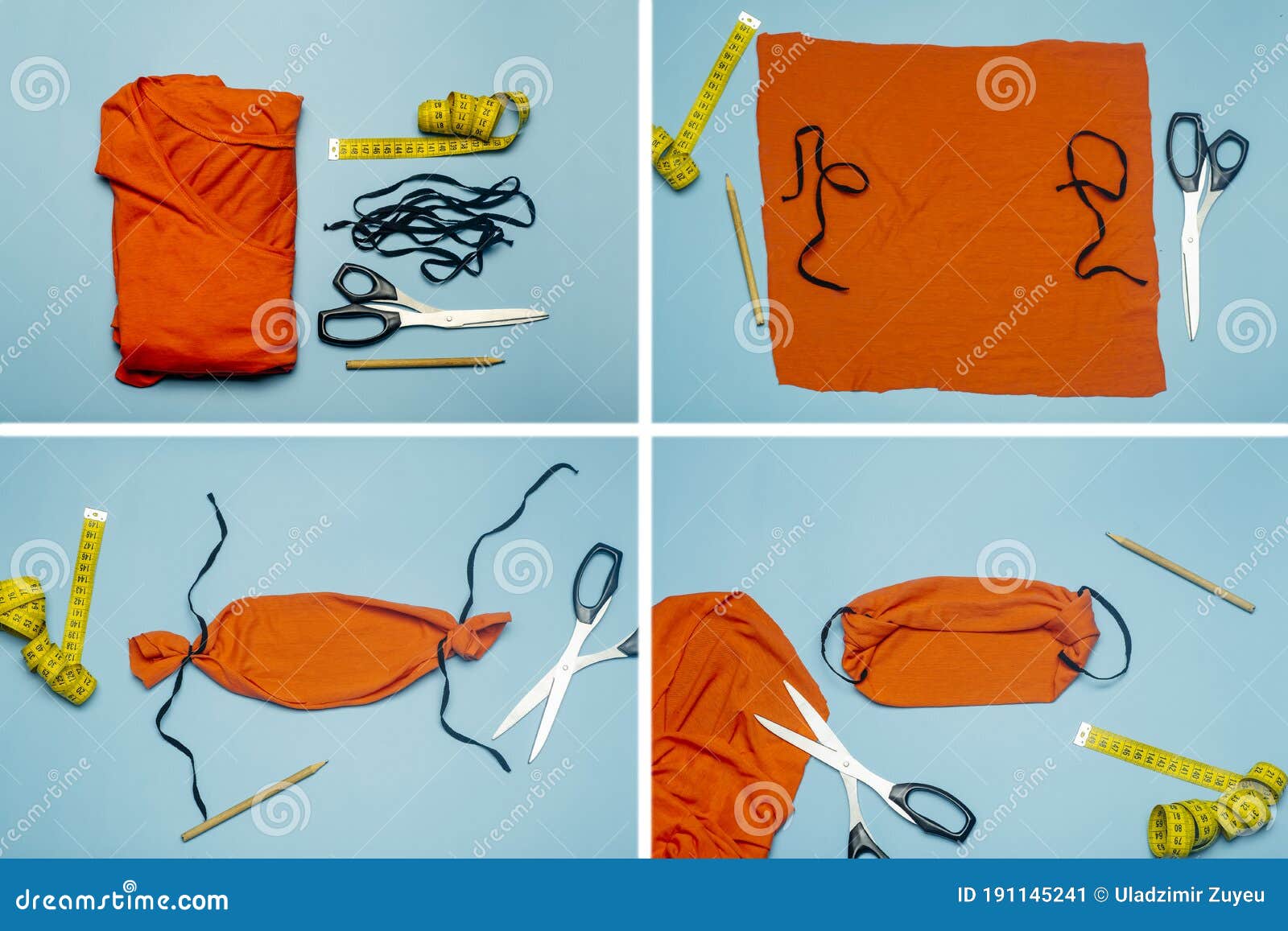 Face Mask DIY Tutorial and Making Homemade Covid Mask Concept. without ...