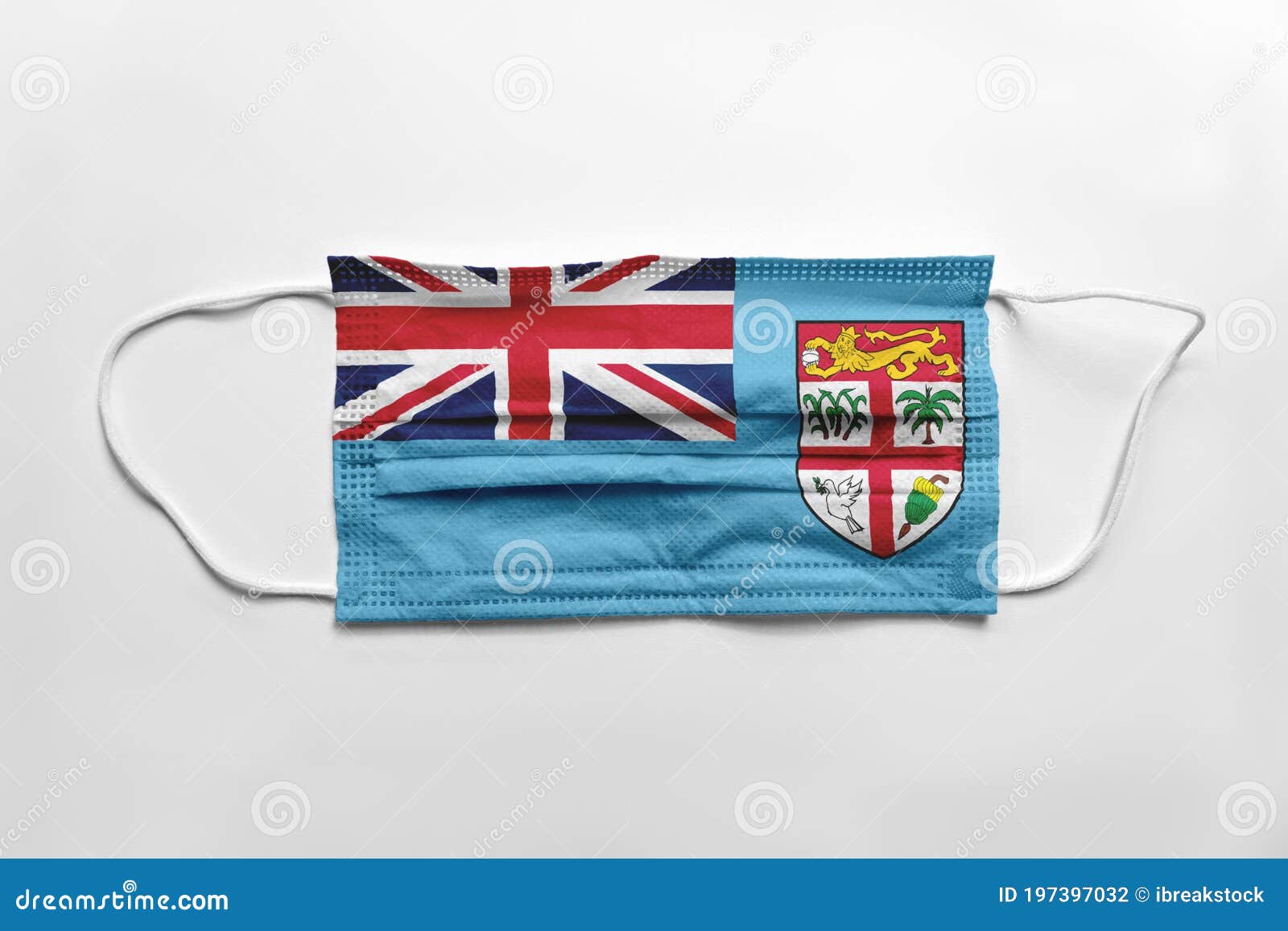 Face Mask with Fiji Flag Printed, on White Background, Isolated Stock ...