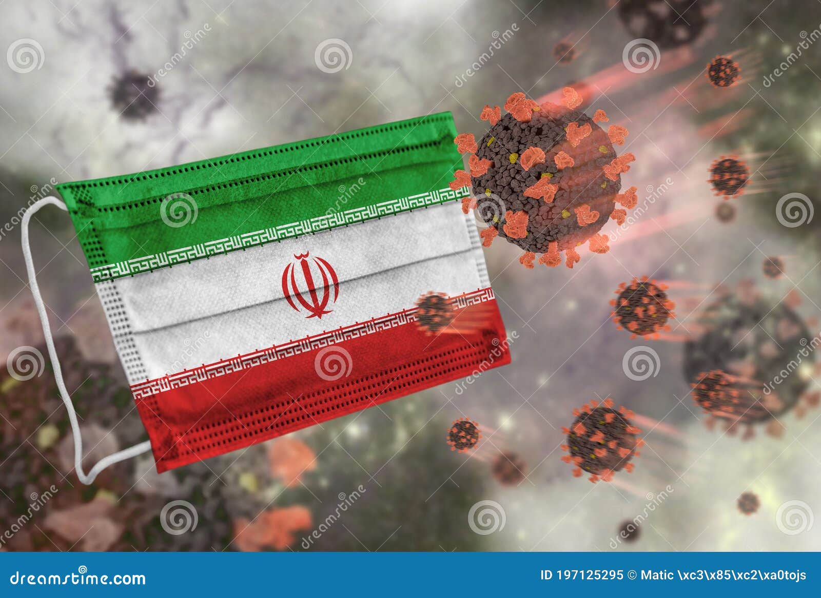Face Mask with Flag of Iran, Defending Coronavirus Stock Image - Image ...