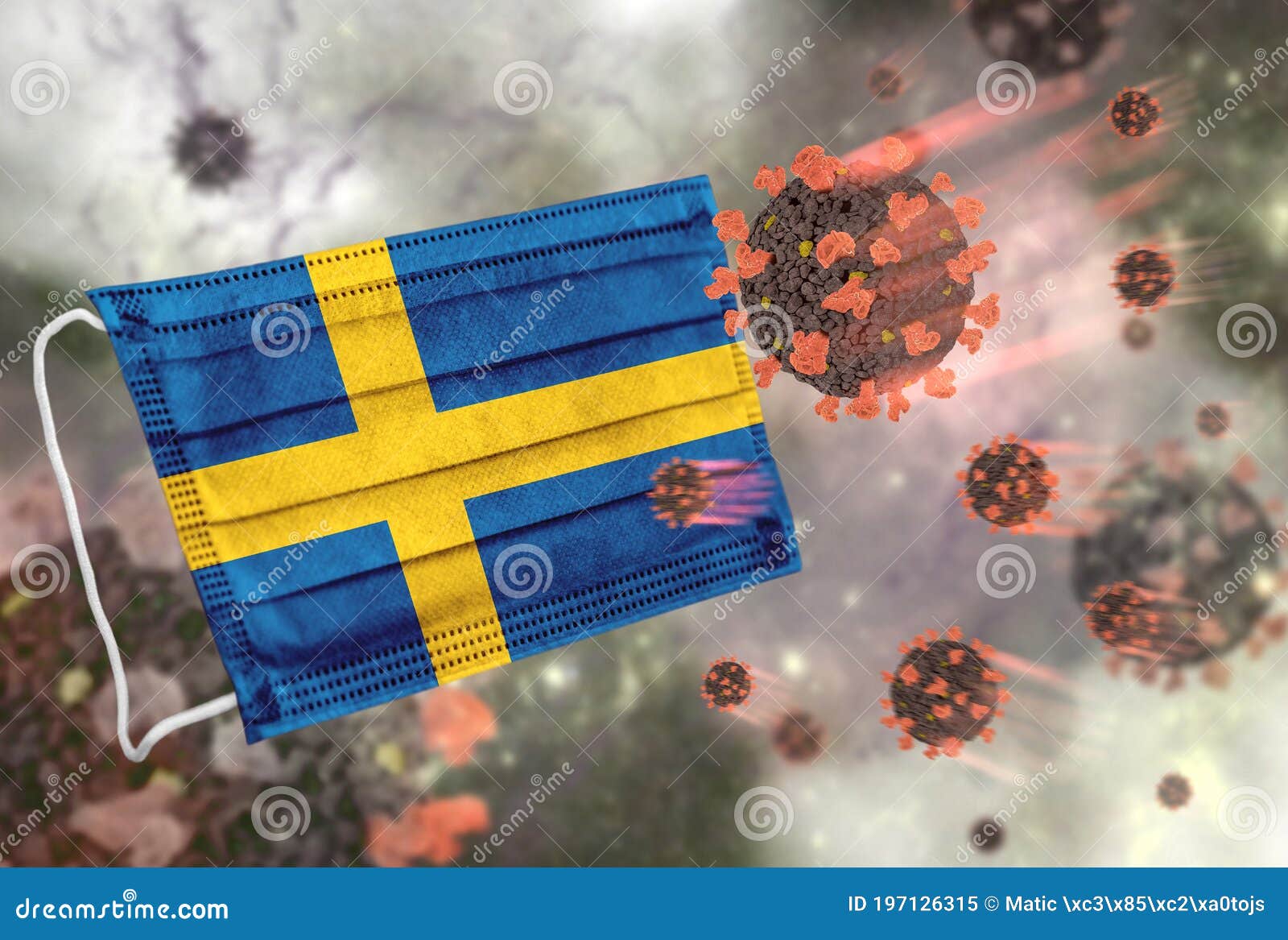 Face Mask with Flag of Sweden, Defending Coronavirus Stock Illustration ...