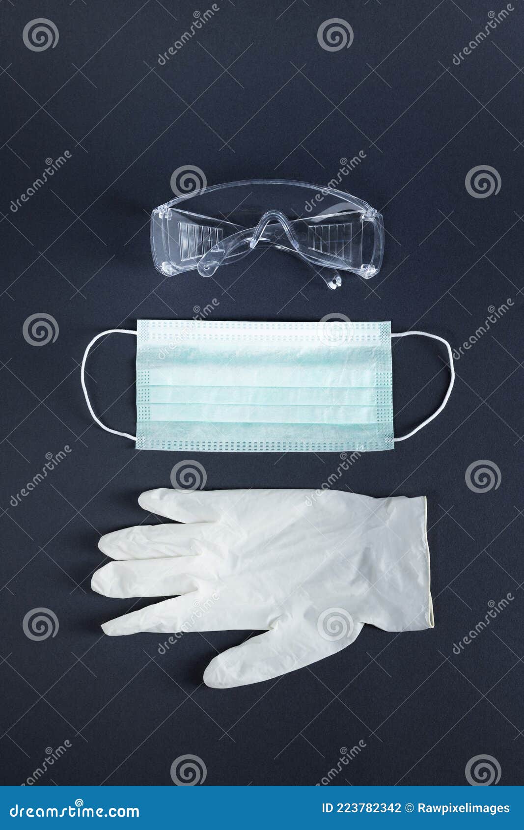 Face Mask with Goggle and Latex Gloves for Coronavirus Protection Stock ...
