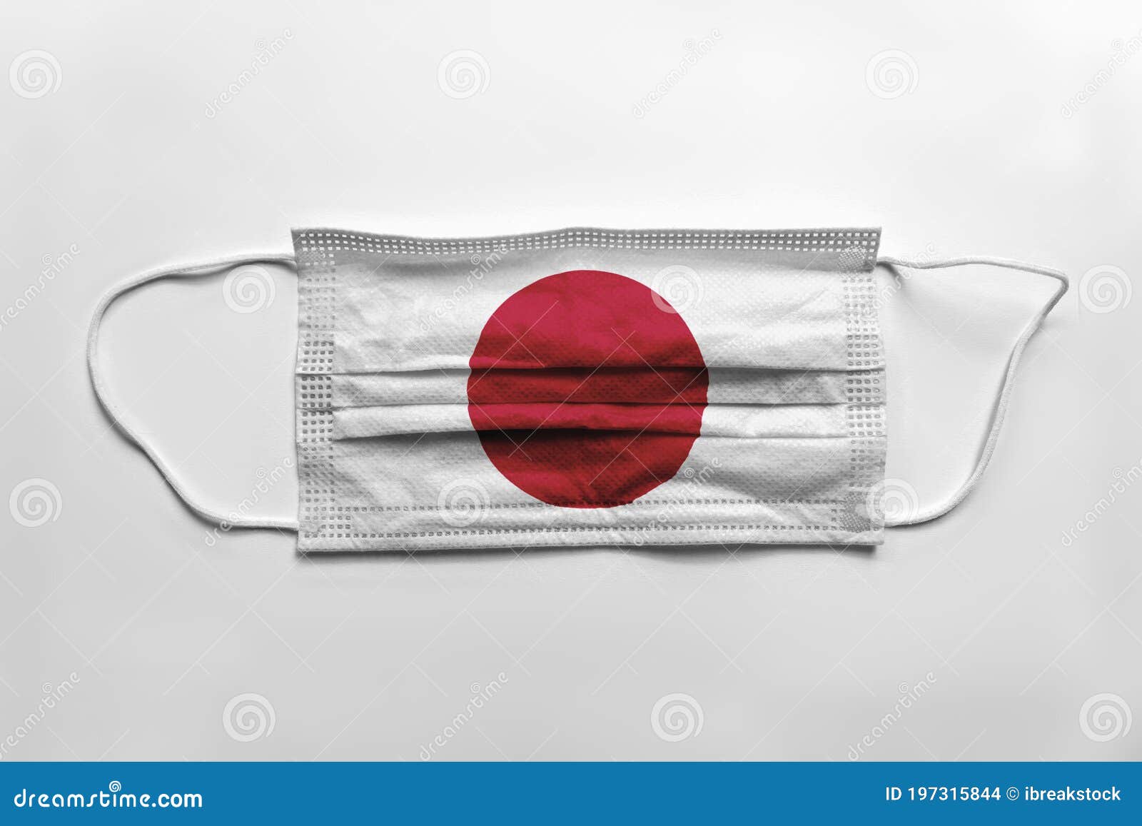 Face Mask with Japan Flag Printed, on White Background, Isolated Stock ...