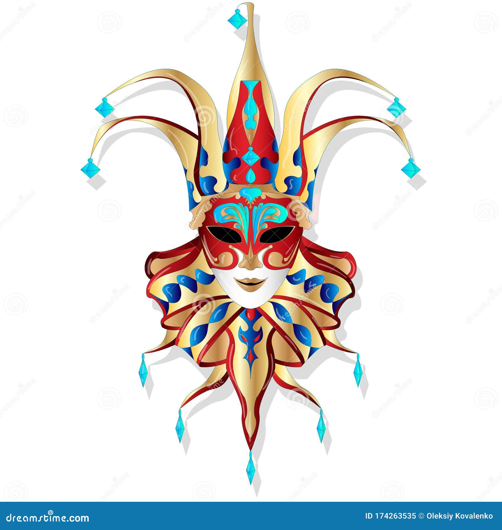 Face Mask Joker Style. Isolated Vector Illustration on White Background ...