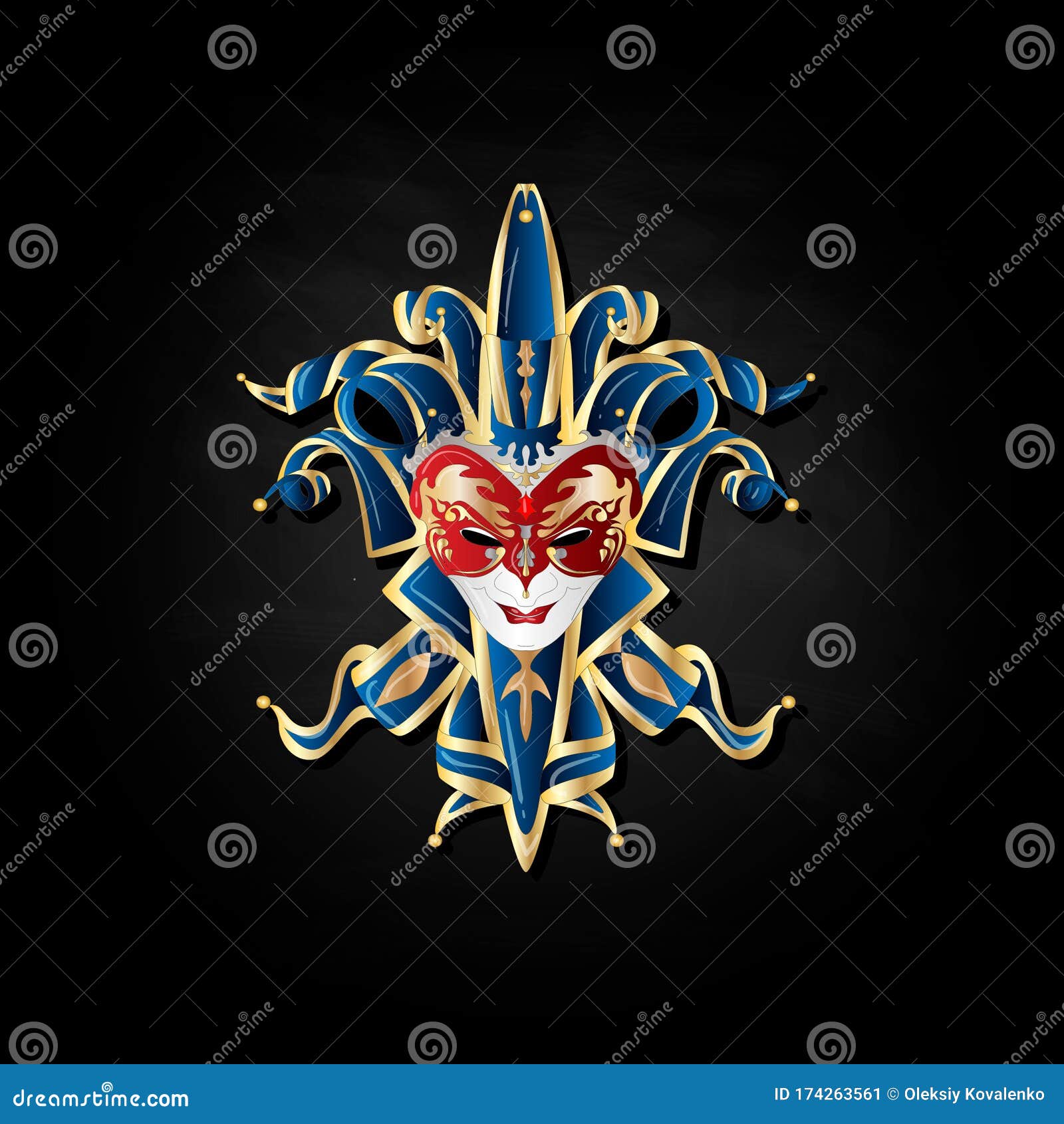 Face Mask Joker Style. Isolated Vector Illustration on White Background ...