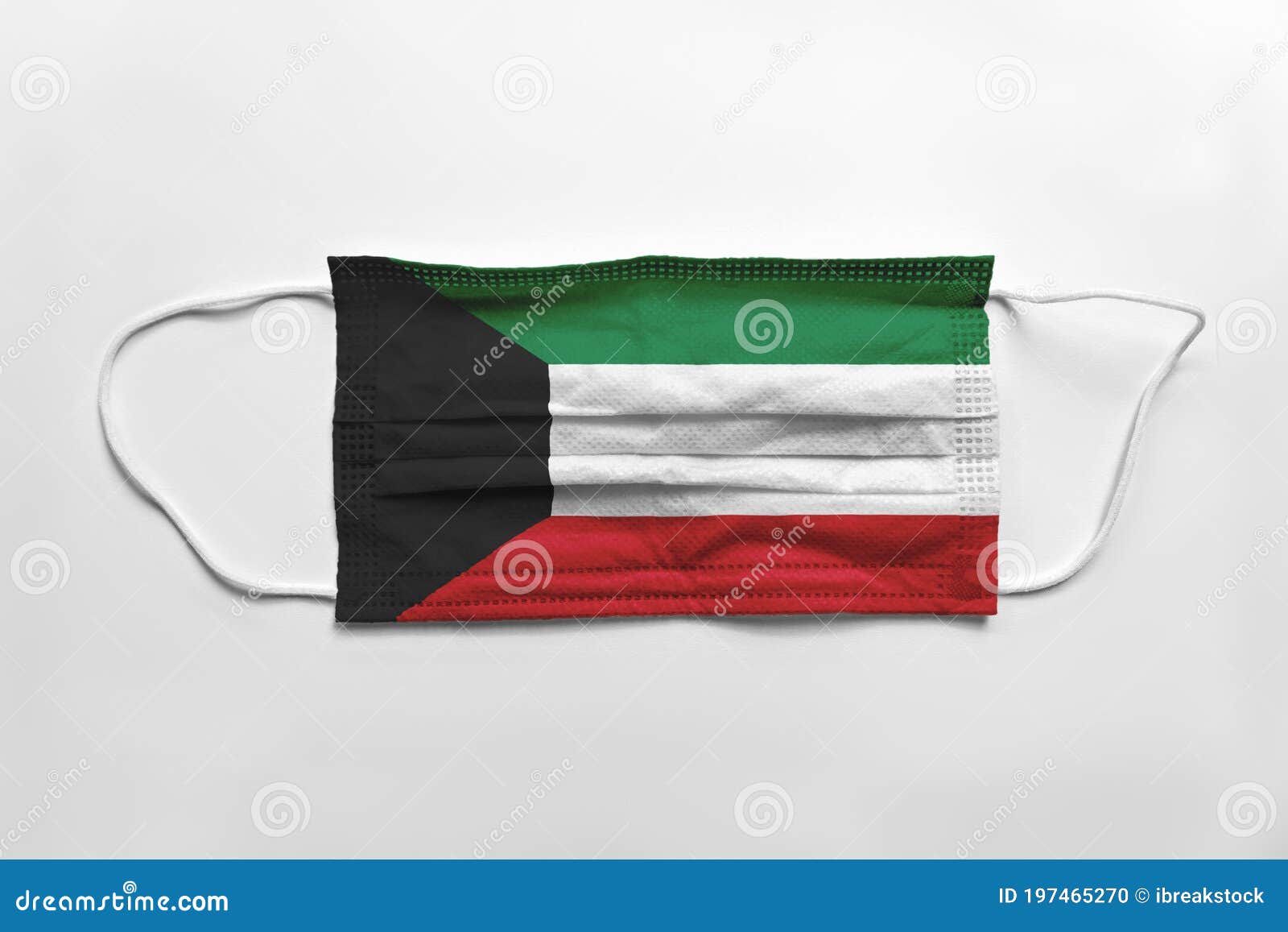 Face Mask with Kuwait Flag Printed, on White Background, Isolated Stock ...