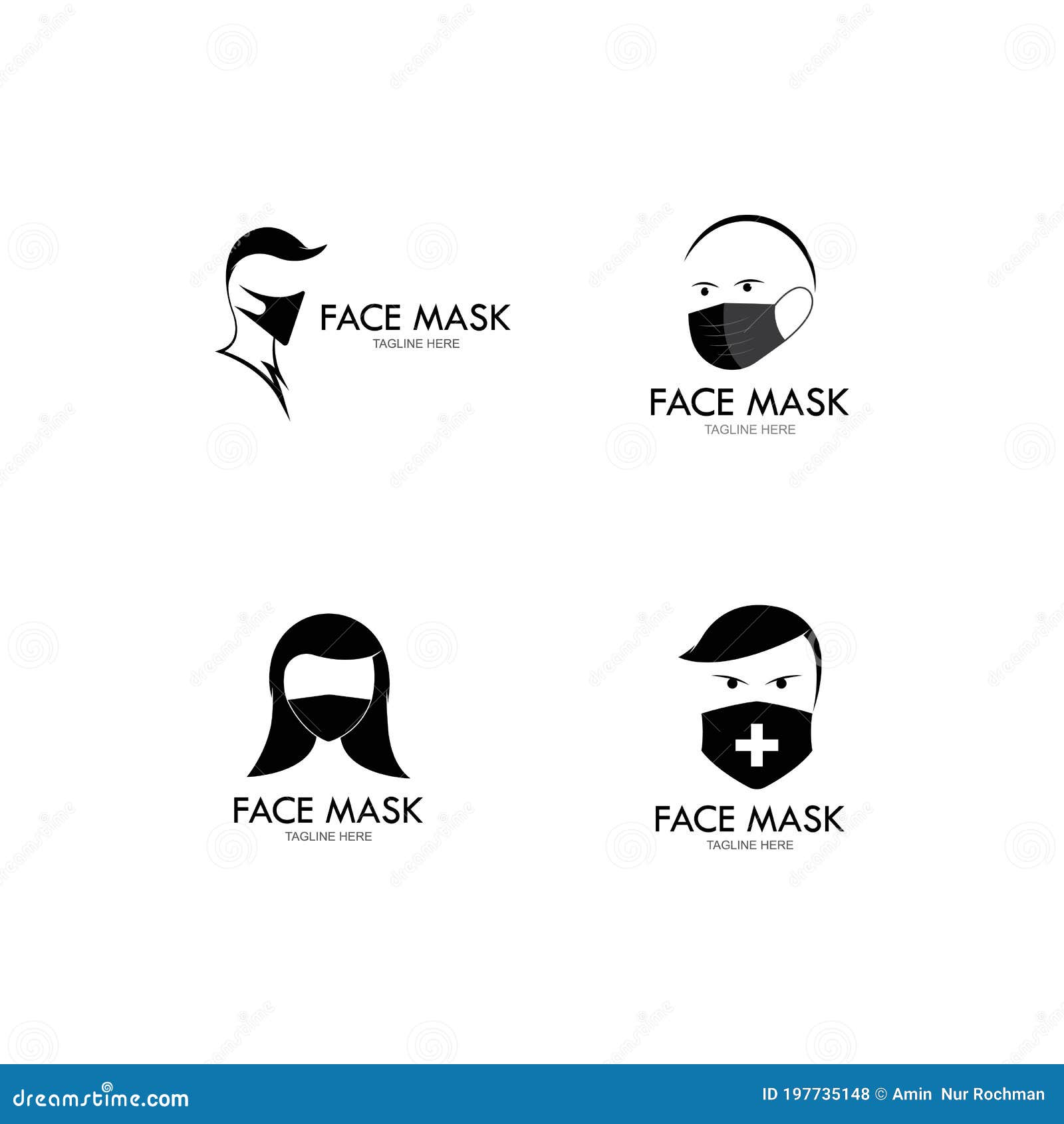 Face Mask Logo Design Vector Stock Vector - Illustration of head ...