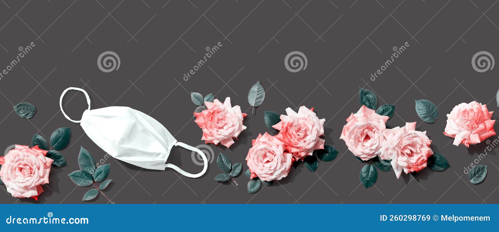 Face Mask with Pink Roses Overhead View Stock Image - Image of roses ...