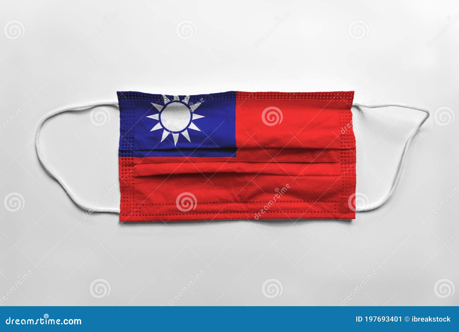 Face Mask with Republic of China Flag Printed, on White Background ...