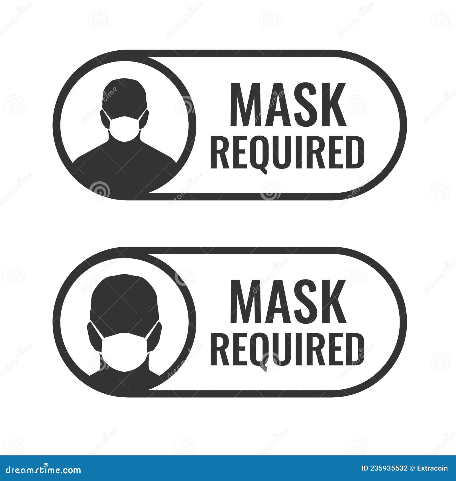 Face Mask Required, No Mask No Entry Sign Stock Vector - Illustration ...
