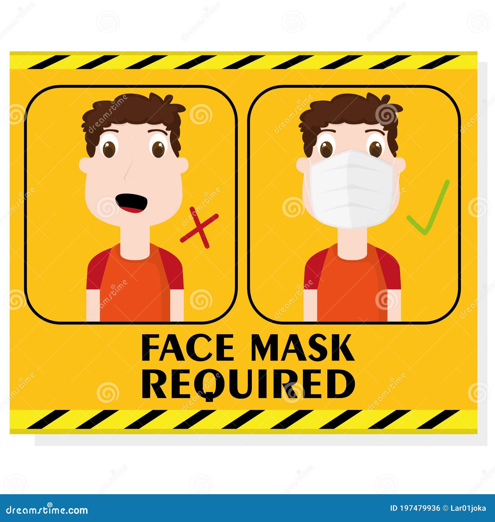 Face mask required poster stock vector. Illustration of corona - 197479936