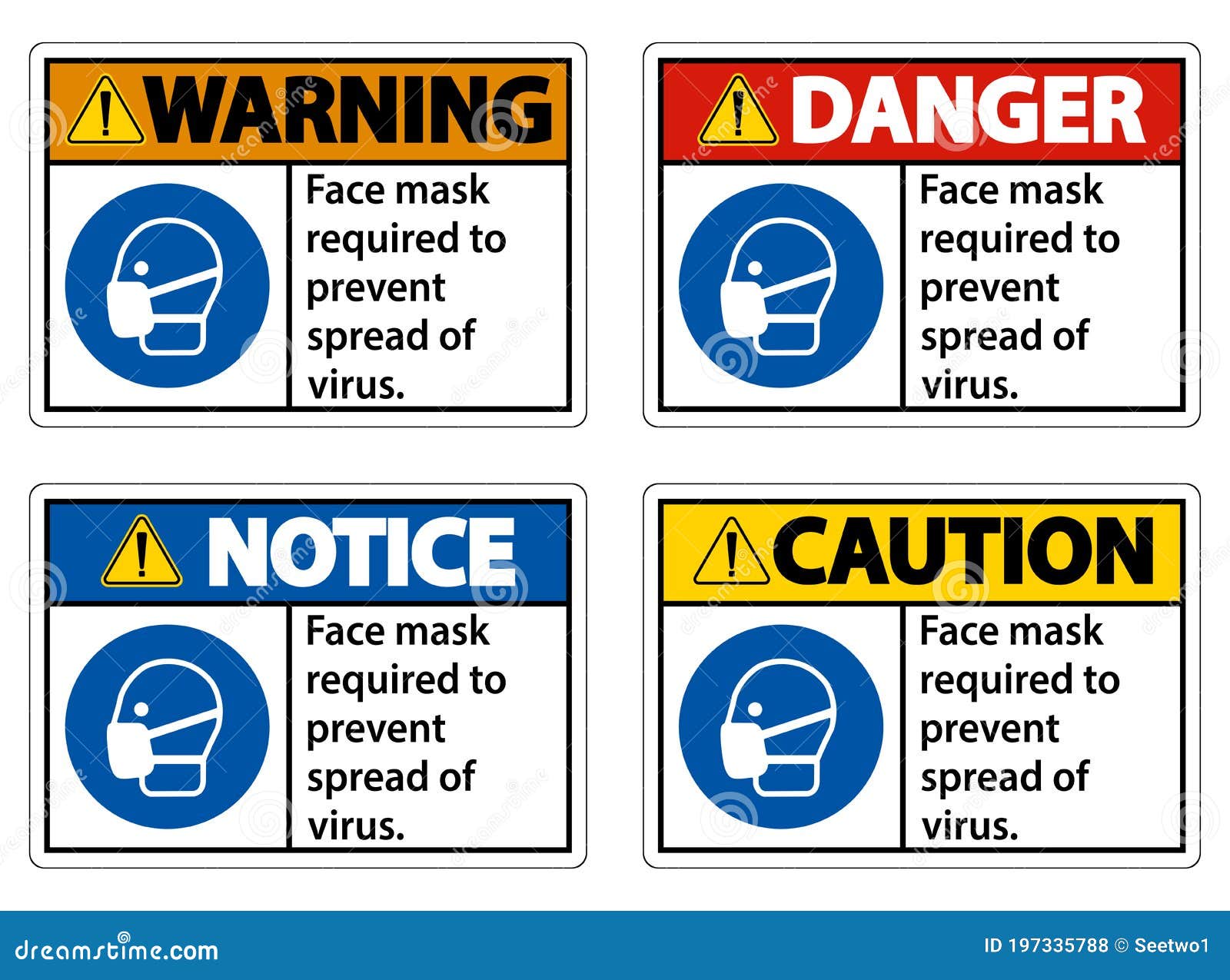 Face Mask Required To Prevent Spread of Virus Sign on White Background ...
