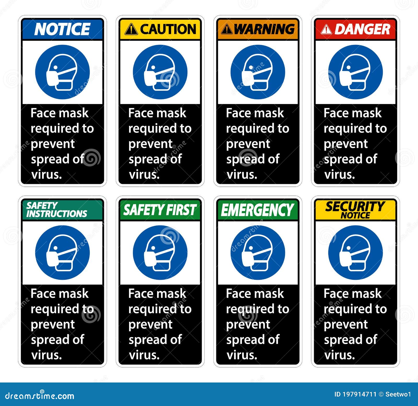 Face Mask Required To Prevent Spread of Virus Sign on White Background ...