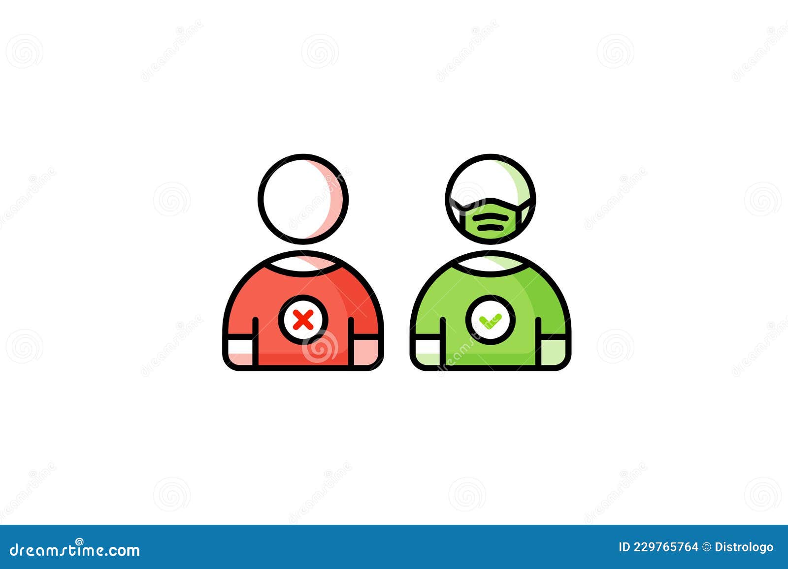 Face Mask Required Warning Prevention Sign. Human Profile Silhouette ...