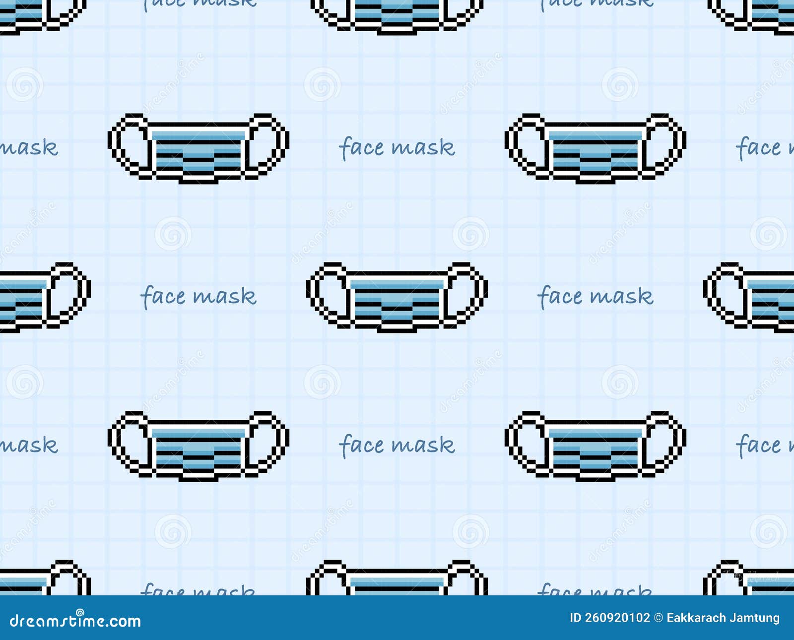 Face Mask Seamless Pattern on Blue Background Stock Illustration ...