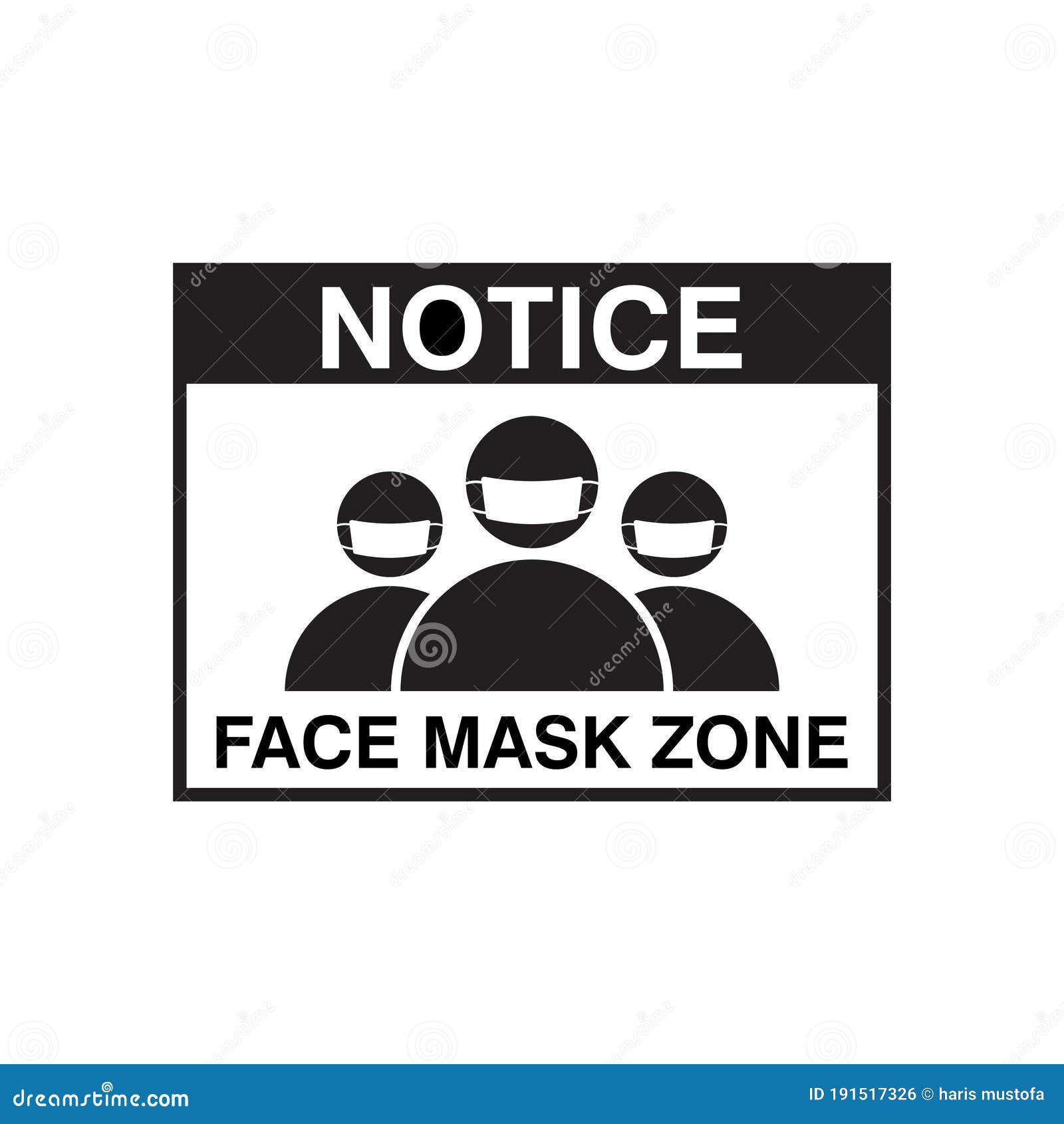 Face Mask Signage Template Vector Isolated Stock Vector - Illustration ...
