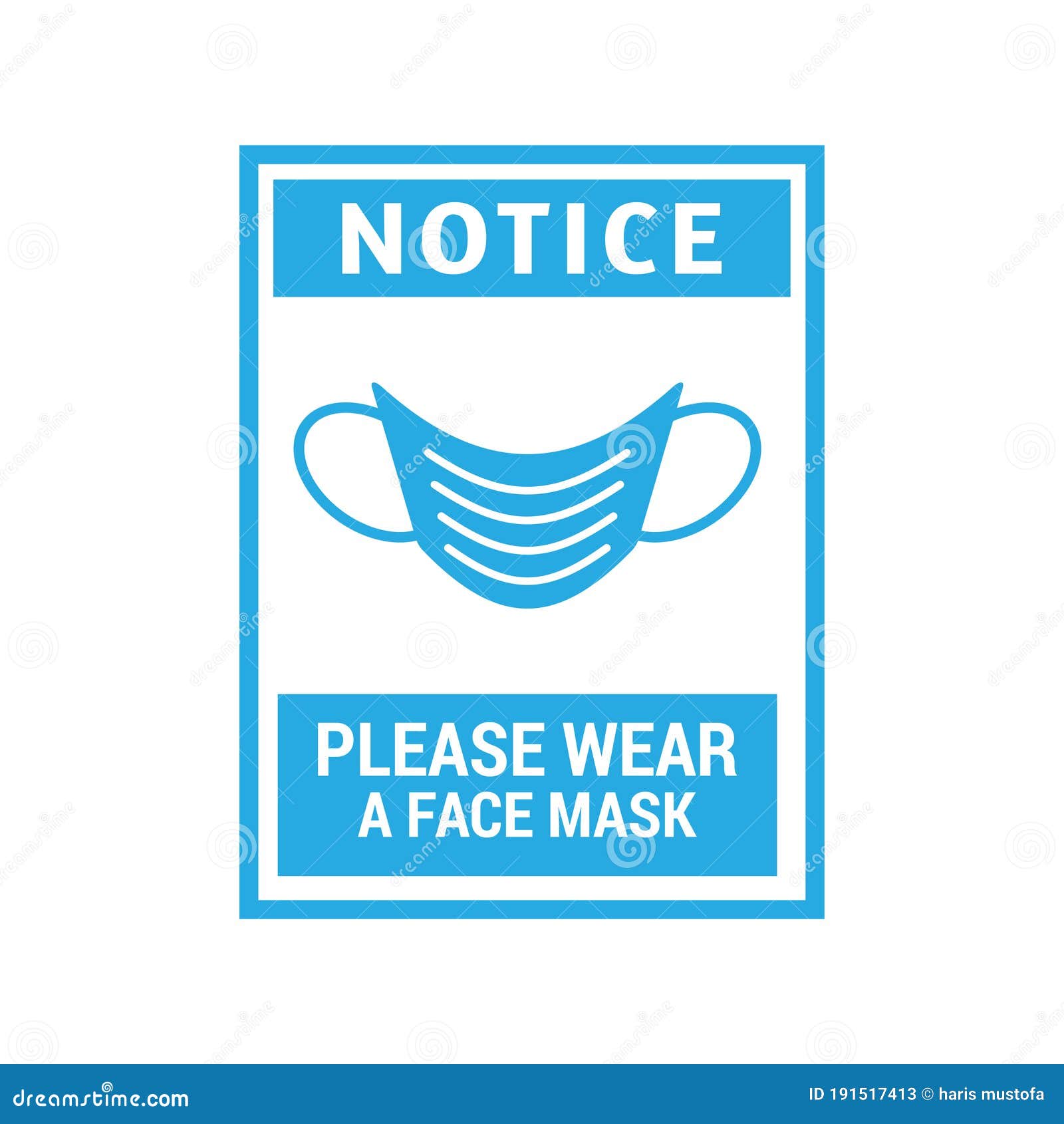 Face Mask Signage Template Vector Isolated Stock Vector - Illustration ...