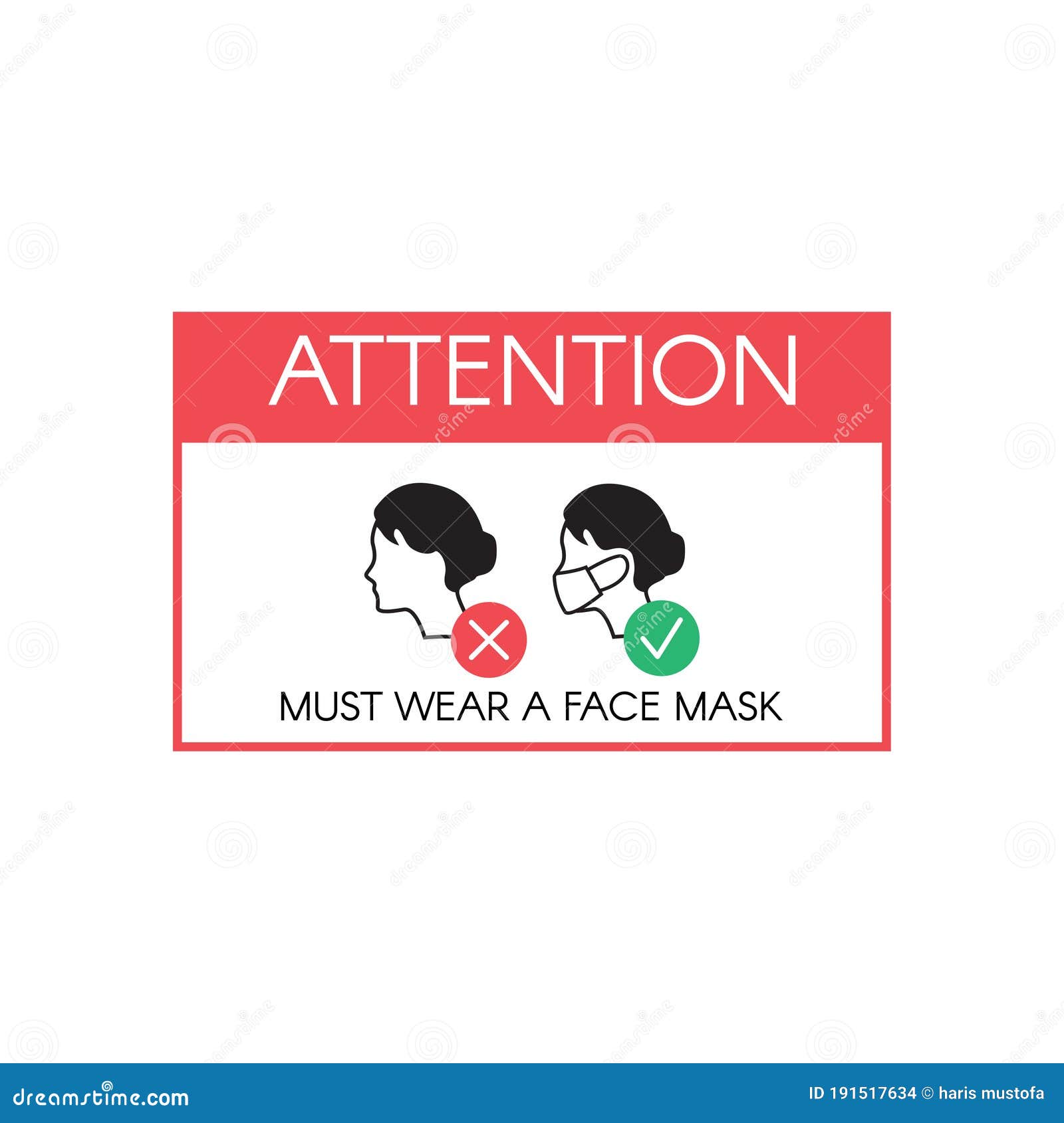 Face Mask Signage Template Vector Isolated Stock Vector - Illustration ...
