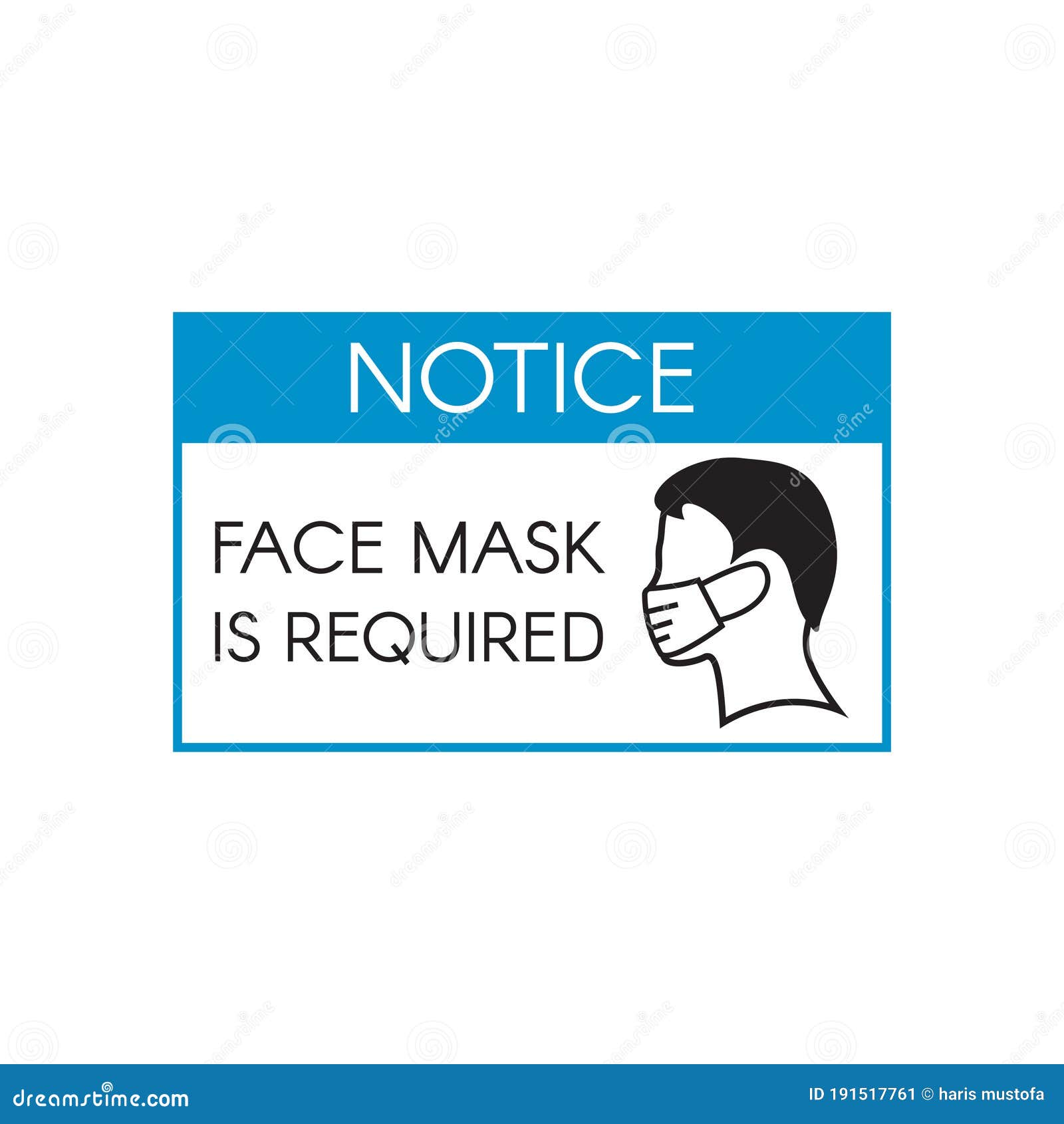 Face Mask Signage Template Vector Isolated Stock Illustration ...