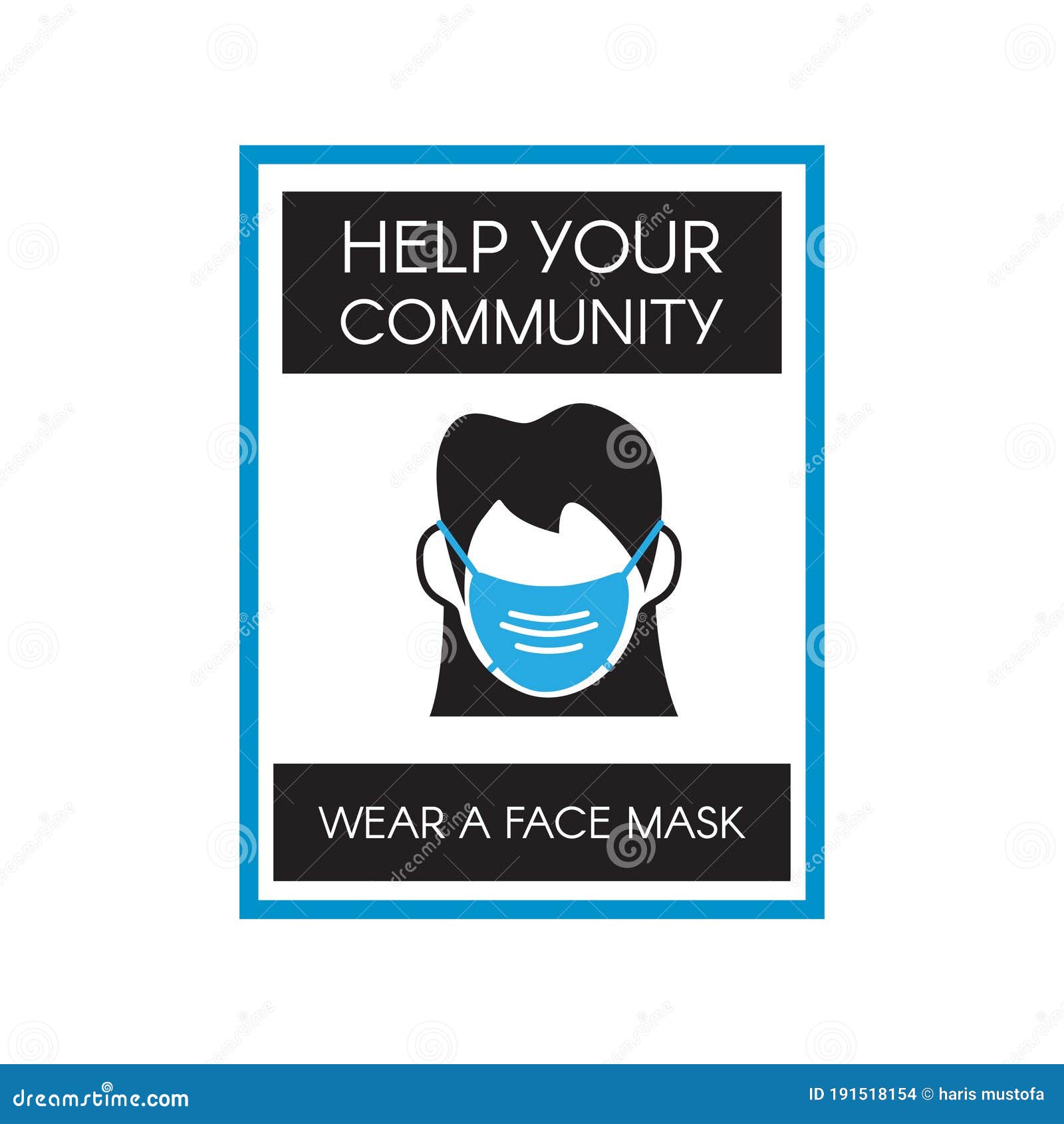 Face Mask Signage Template Vector Isolated Stock Vector - Illustration ...