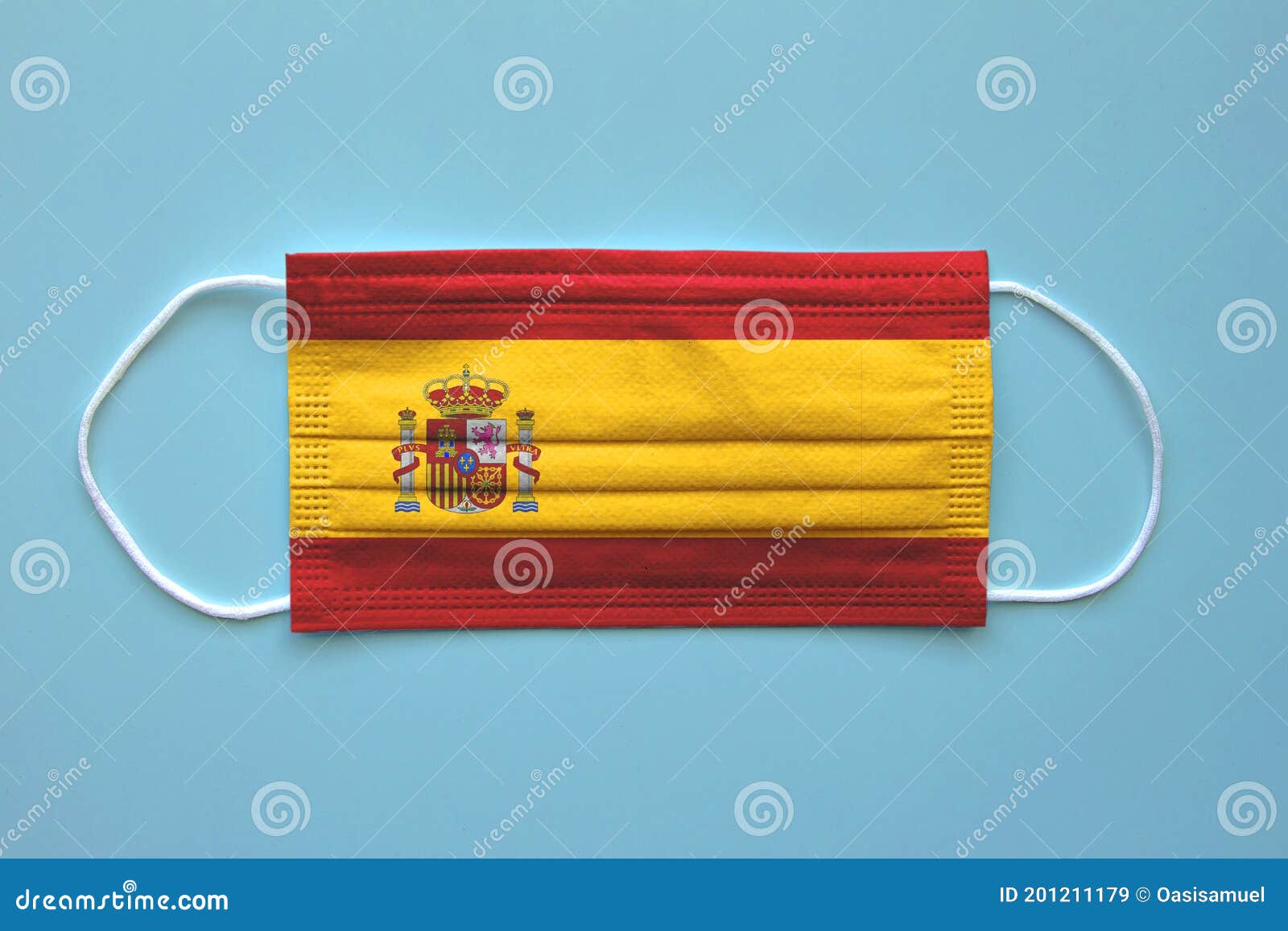 A Face Mask with a Spanish Flag on a Clear Background. Stock Image ...