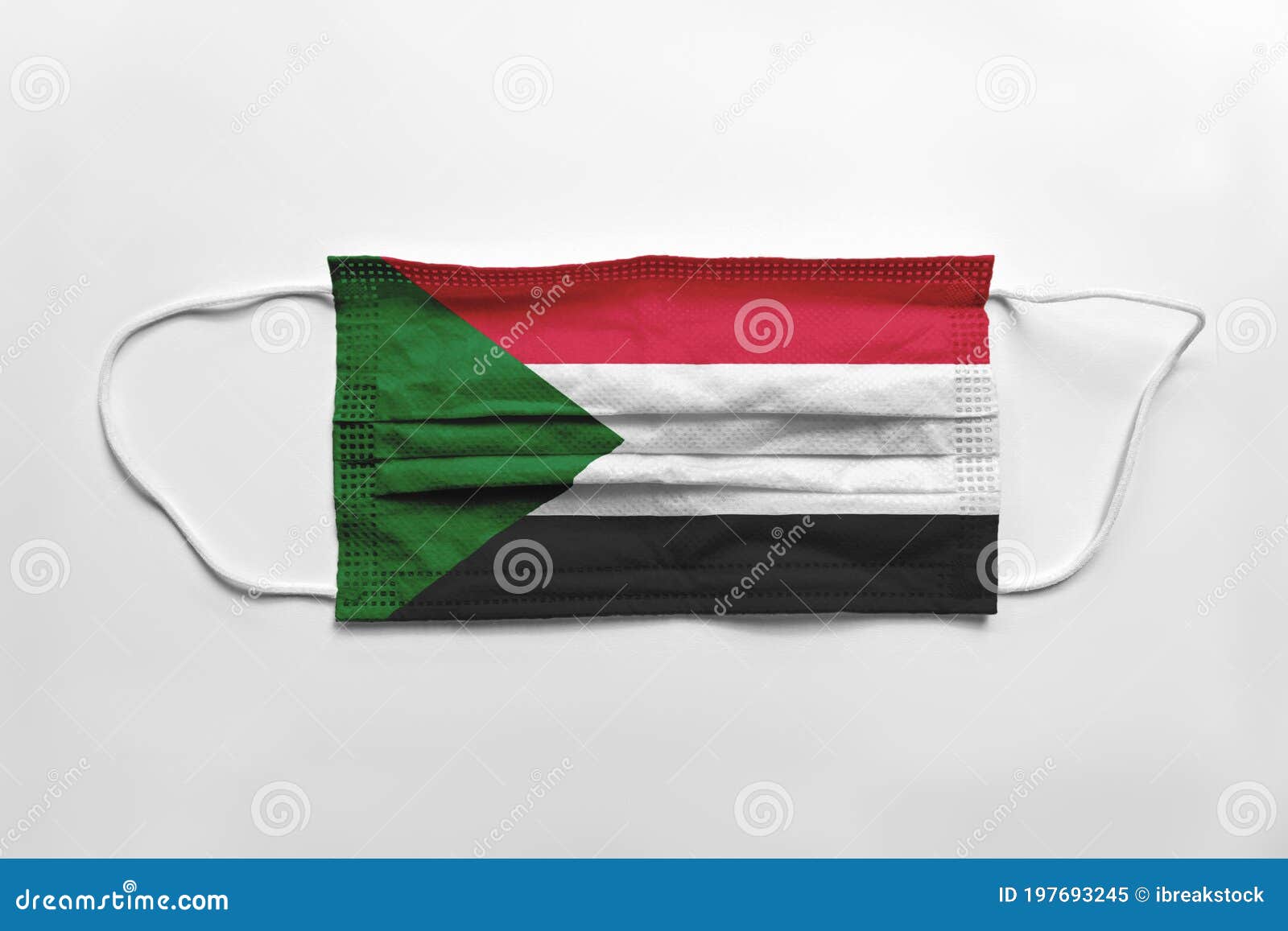 Face Mask with Sudan Flag Printed, on White Background, Isolated Stock ...