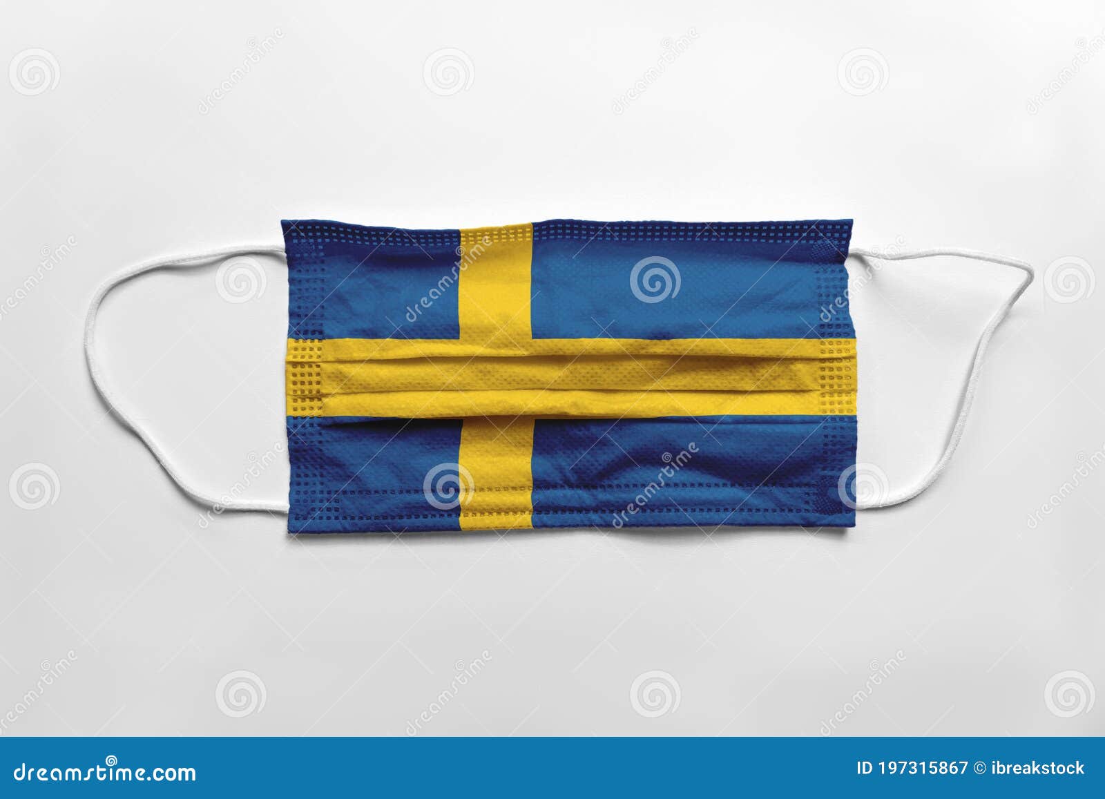 Face Mask with Sweden Flag Printed, on White Background, Isolated Stock ...