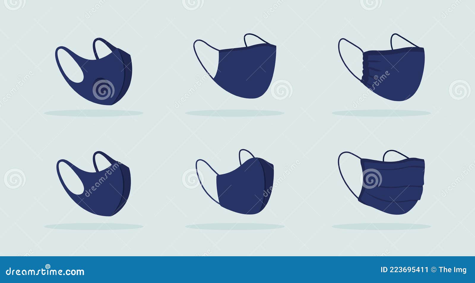 Face Mask Three-quarters Angle Black Mockup Stock Vector - Illustration ...