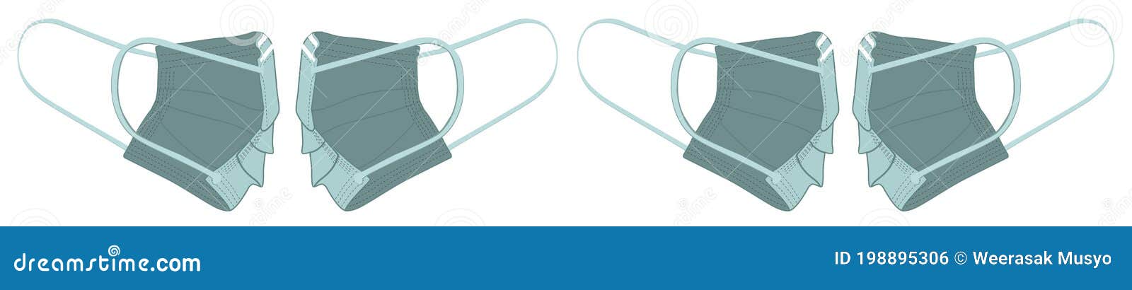 Face Mask View from the Back on a White Background Stock Vector ...