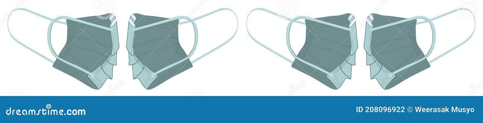 Face Mask View from the Back on a White Background Stock Illustration ...