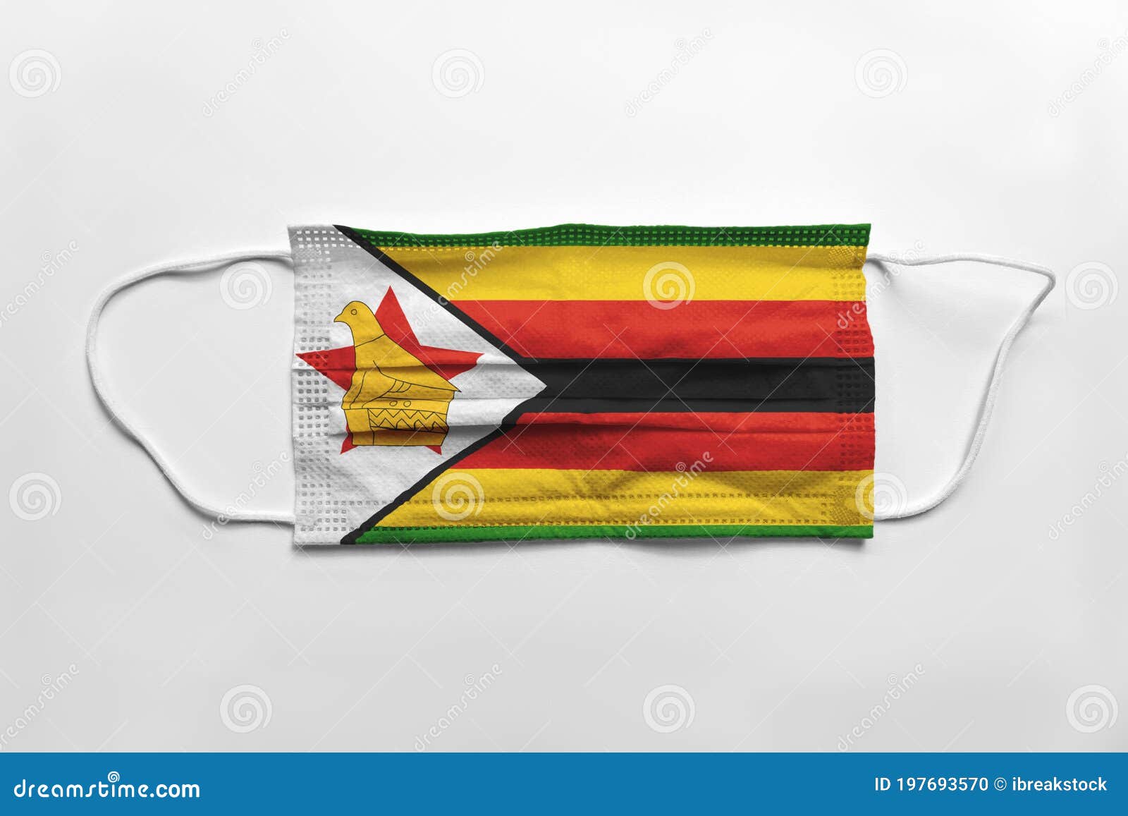 Face Mask with Zimbabwe Flag Printed, on White Background, Isolated ...