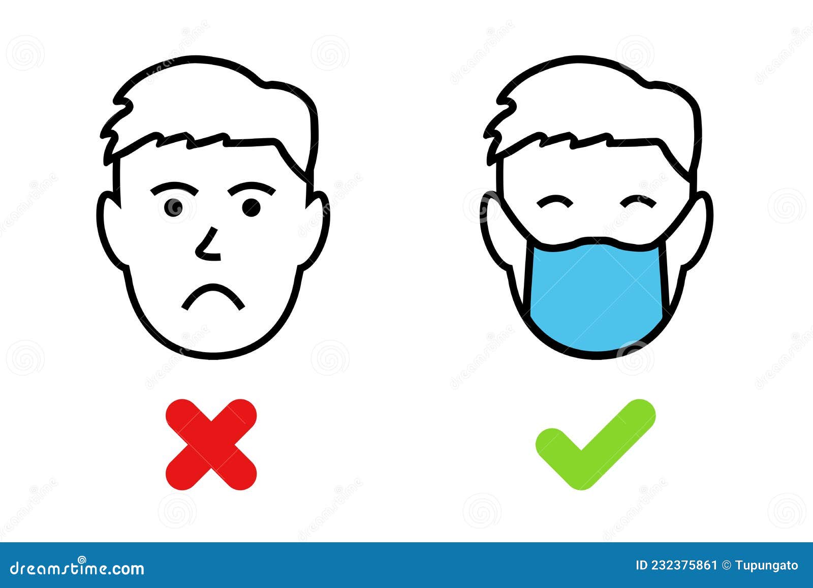 Face mask zone sign stock vector. Illustration of infection - 232375861