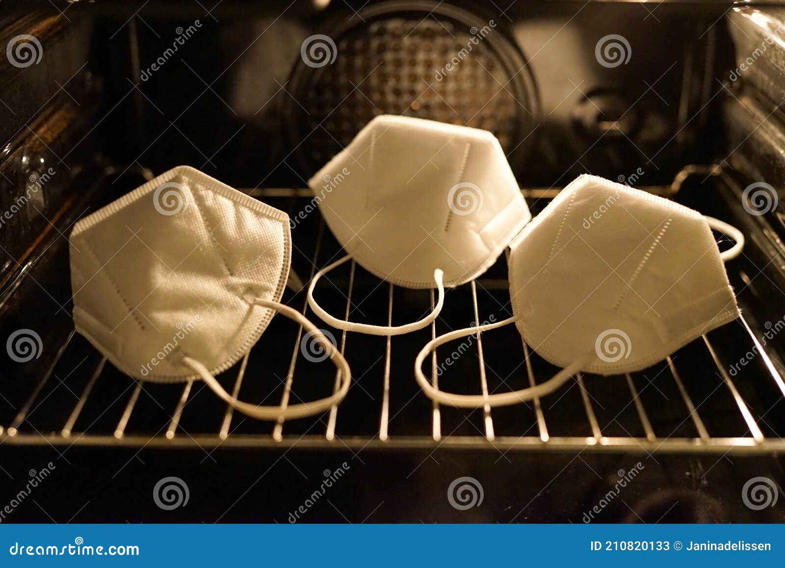 Face Masks in Oven, Frontal View Stock Image - Image of frontal ...