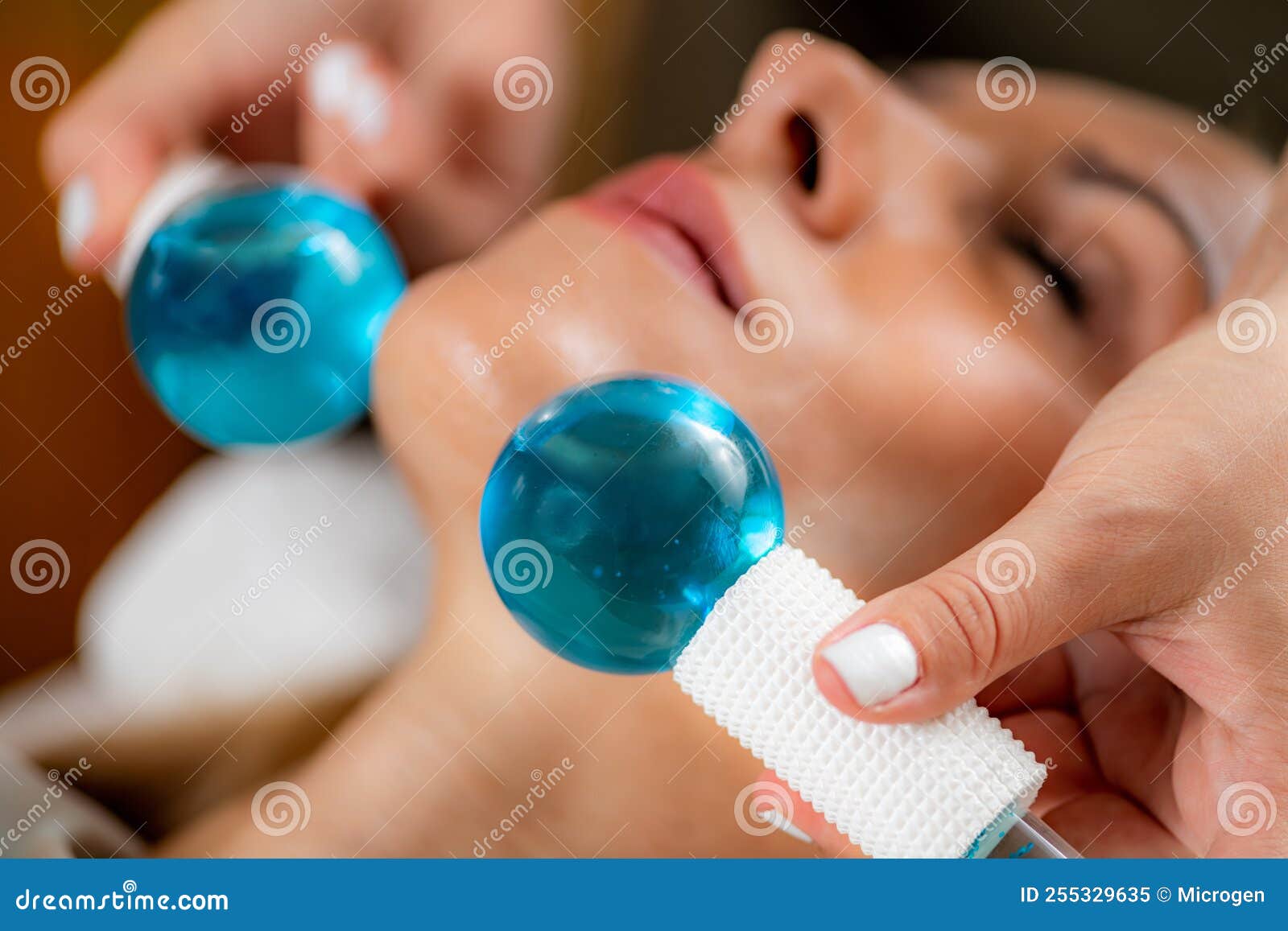 Face Massage with Ice Crystal Balls Stock Image - Image of professional ...