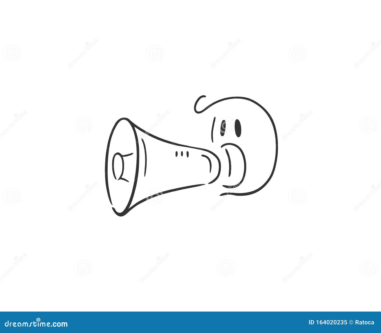 Face and megaphone draw stock vector. Illustration of adult - 164020235