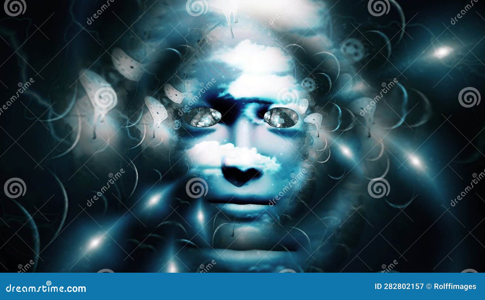 Face and Melted Clock in Endless Space Stock Video - Video of concept ...