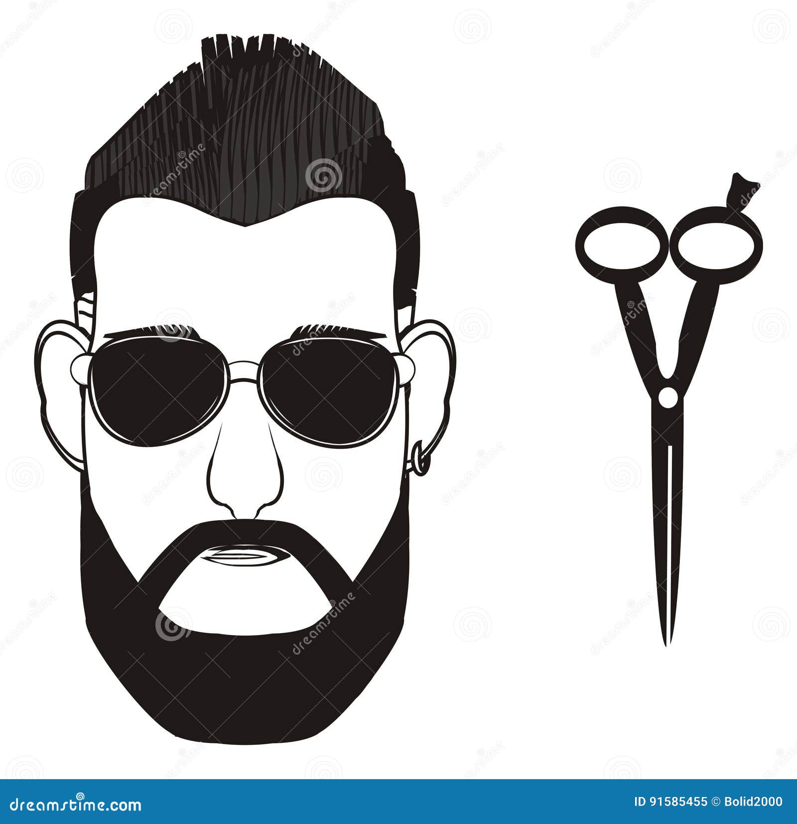 Face of men with scissors stock illustration. Illustration of elegant ...
