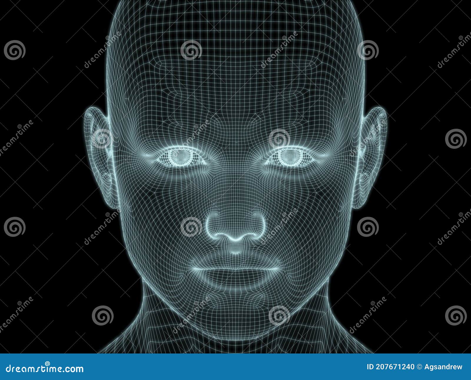 Face Mesh in 3D stock illustration. Illustration of rendering - 207671240