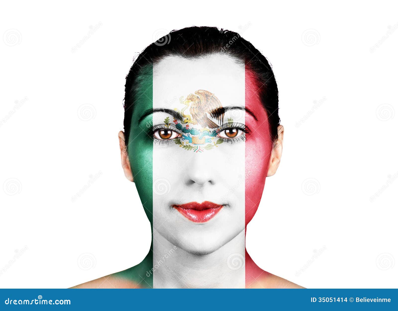 Face with the Mexico flag stock photo. Image of look - 35051414