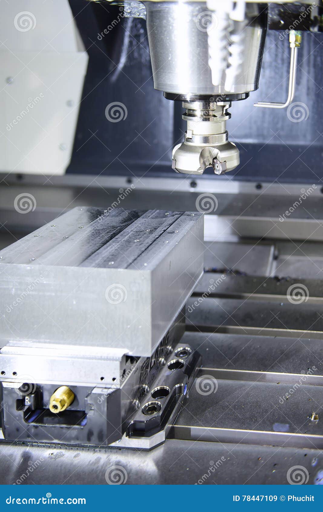 The Face Milling Tool with the Raw Material Work Piece Stock Image ...