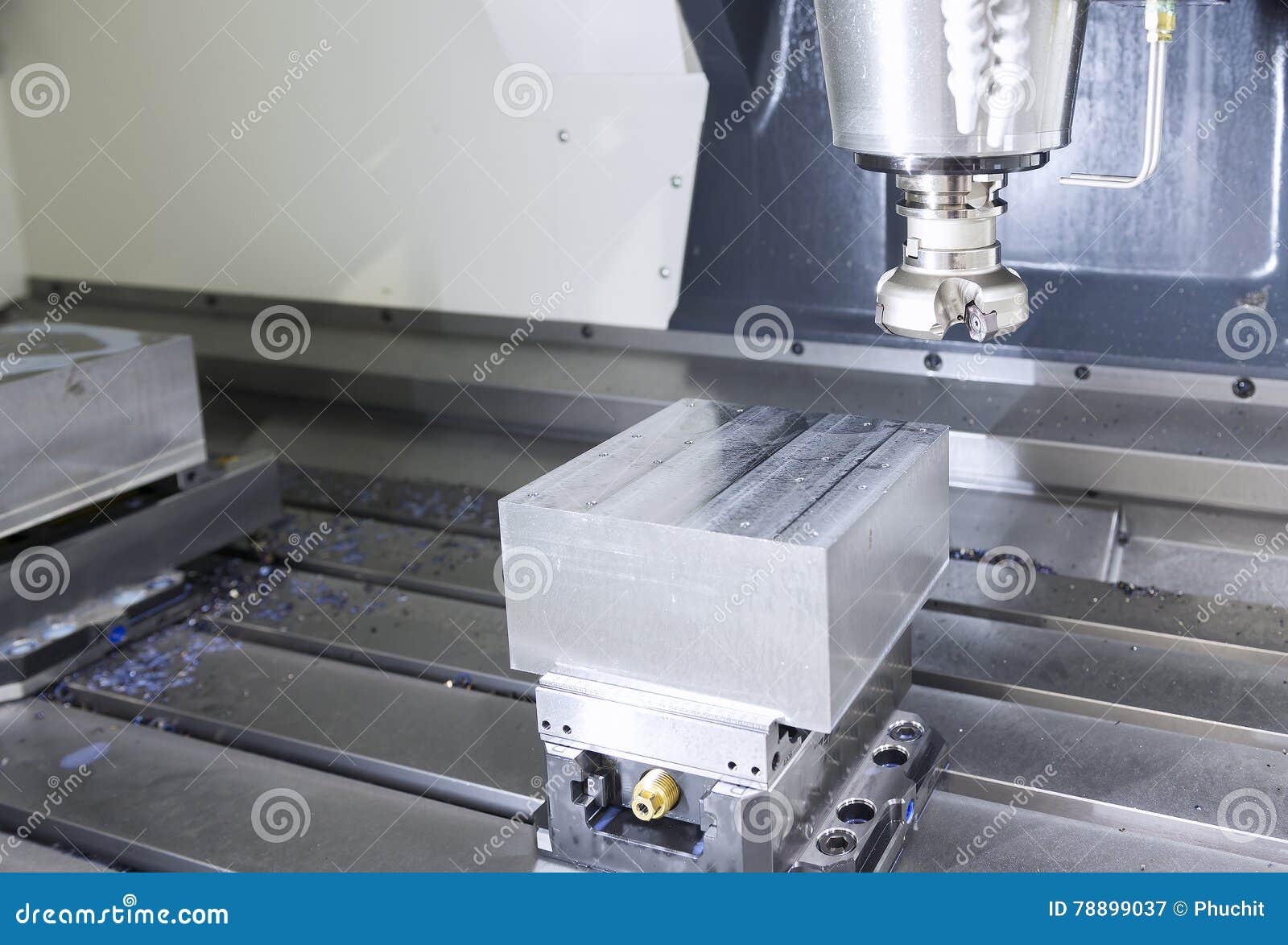 The Face Milling Tool with the Raw Material Work Piece Stock Image ...