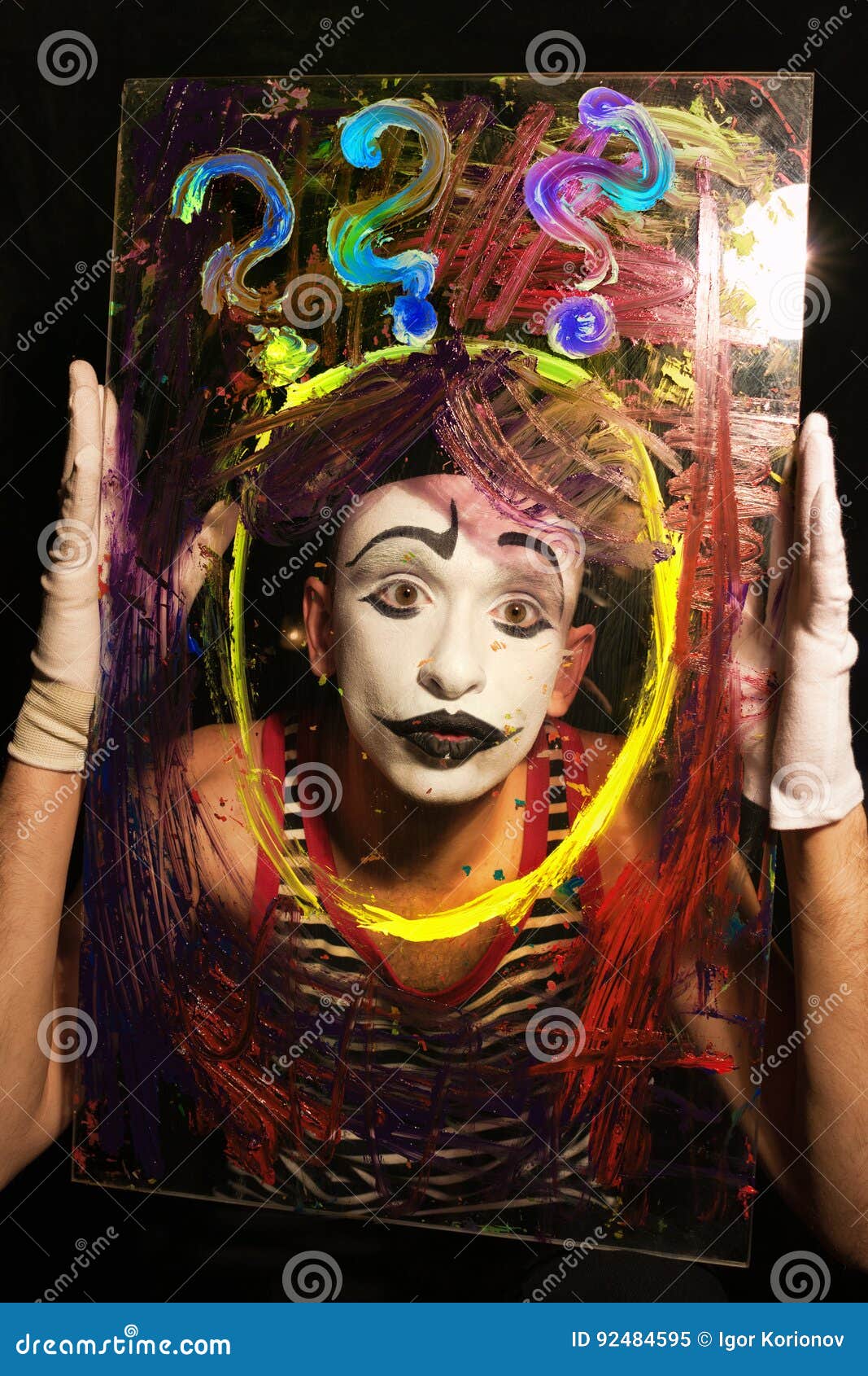Face of Mime behind glass stock image. Image of glass - 92484595