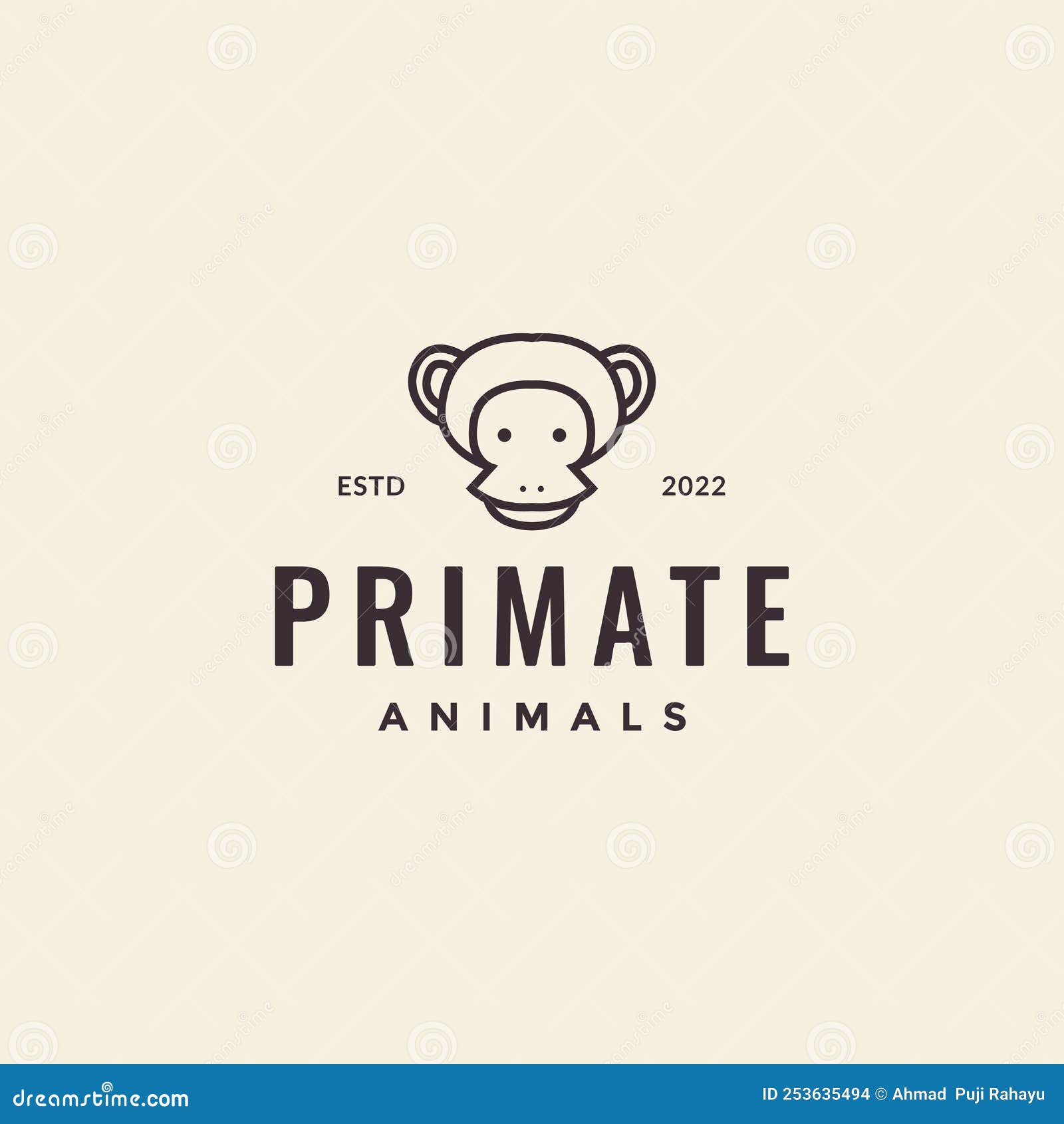Face Minimal Primate Monkey Hipster Logo Stock Vector - Illustration of ...
