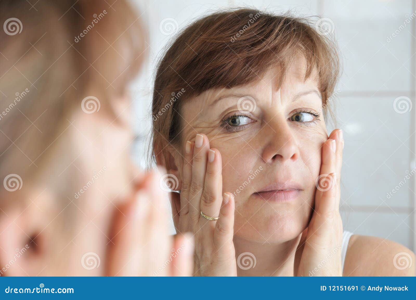 Face in the mirror stock image. Image of applying, female - 12151691